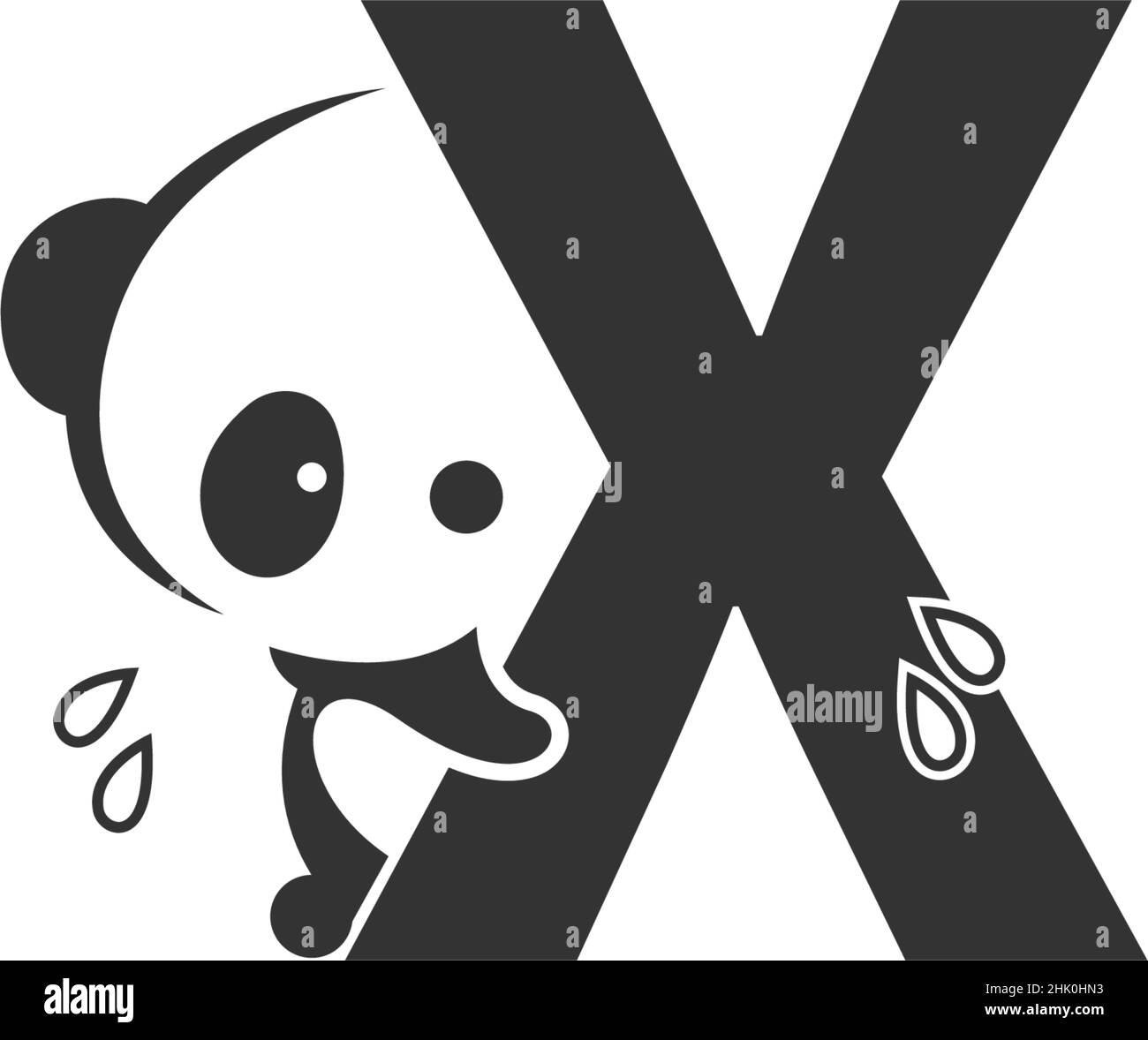 Panda icon behind letter X logo illustration template Stock Vector ...