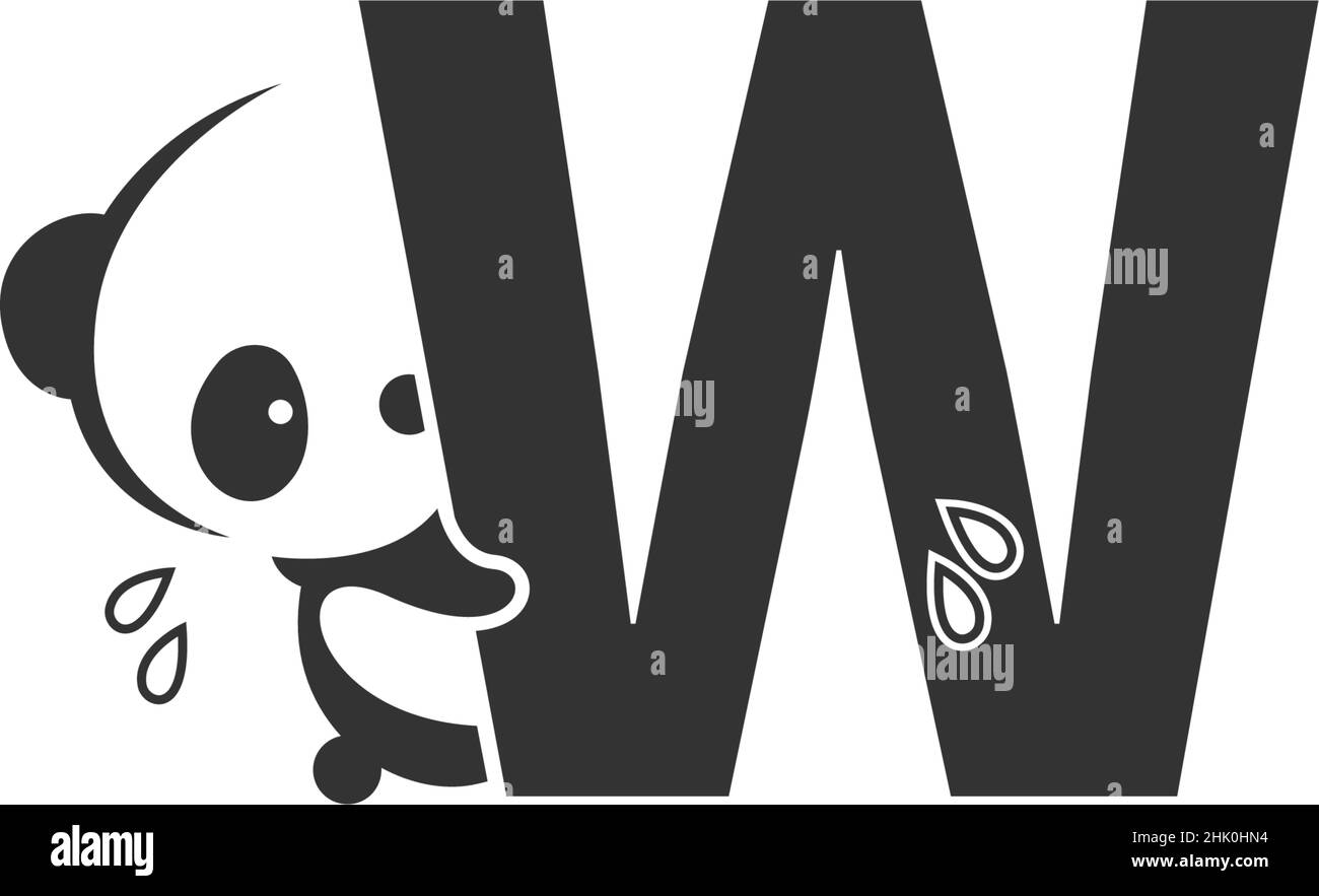 Panda icon behind letter W logo illustration template Stock Vector ...
