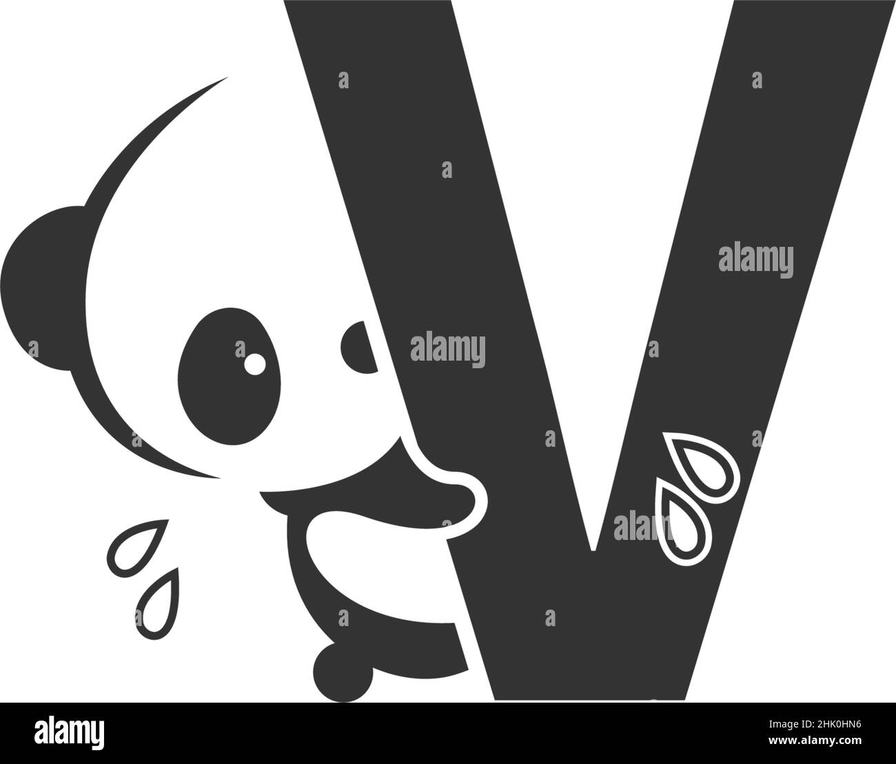 Panda icon behind letter V logo illustration template Stock Vector ...