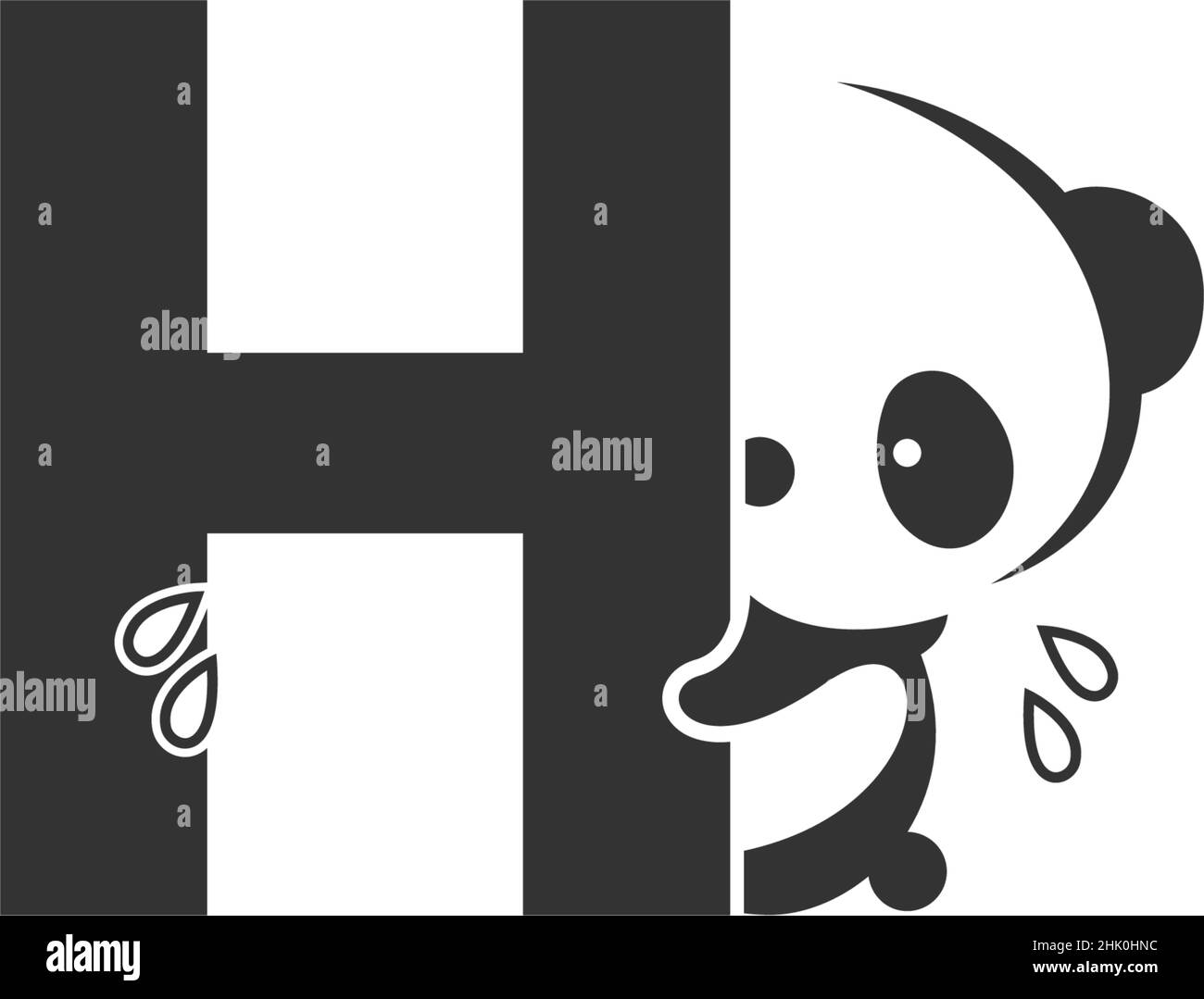 Panda icon behind letter H logo illustration template Stock Vector ...