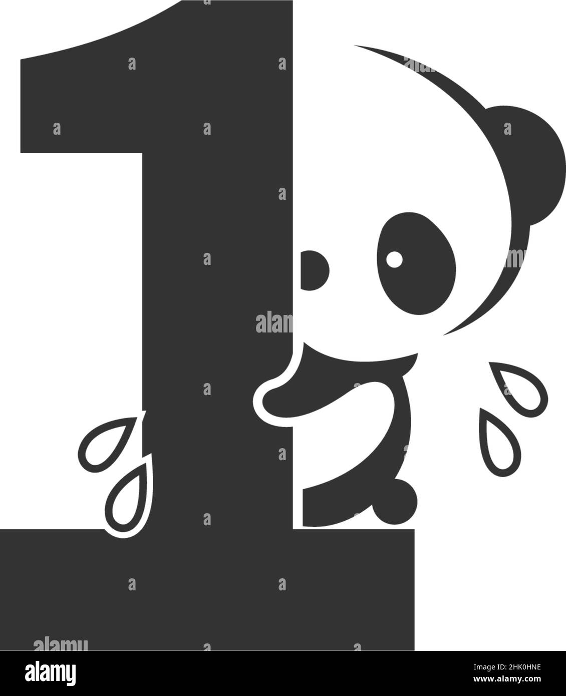 Panda icon behind number 1 logo illustration template Stock Vector ...