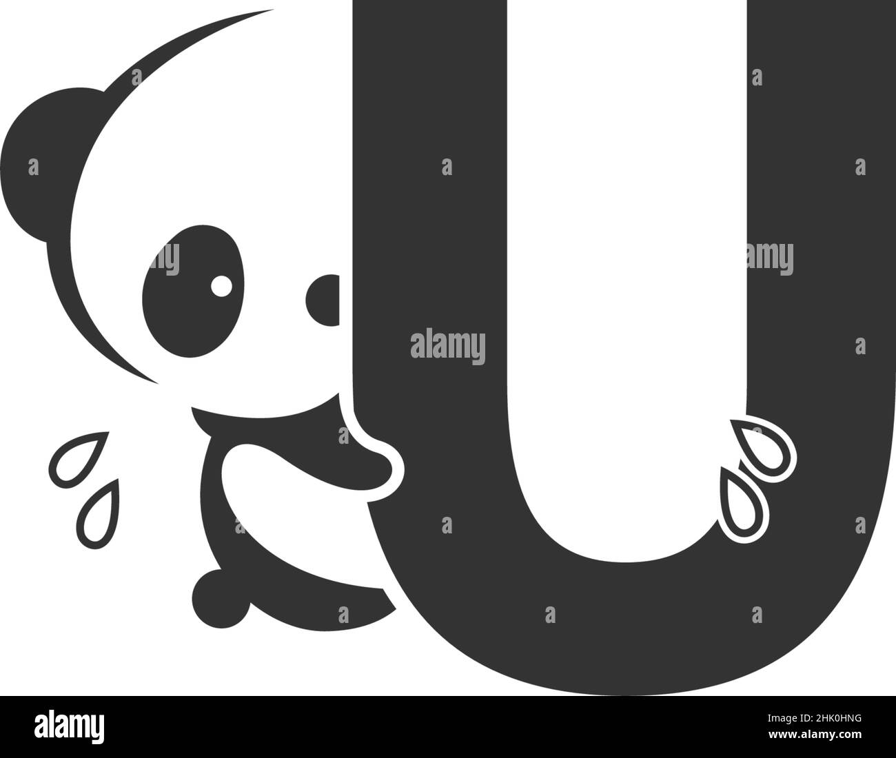 Panda icon behind letter U logo illustration template Stock Vector ...