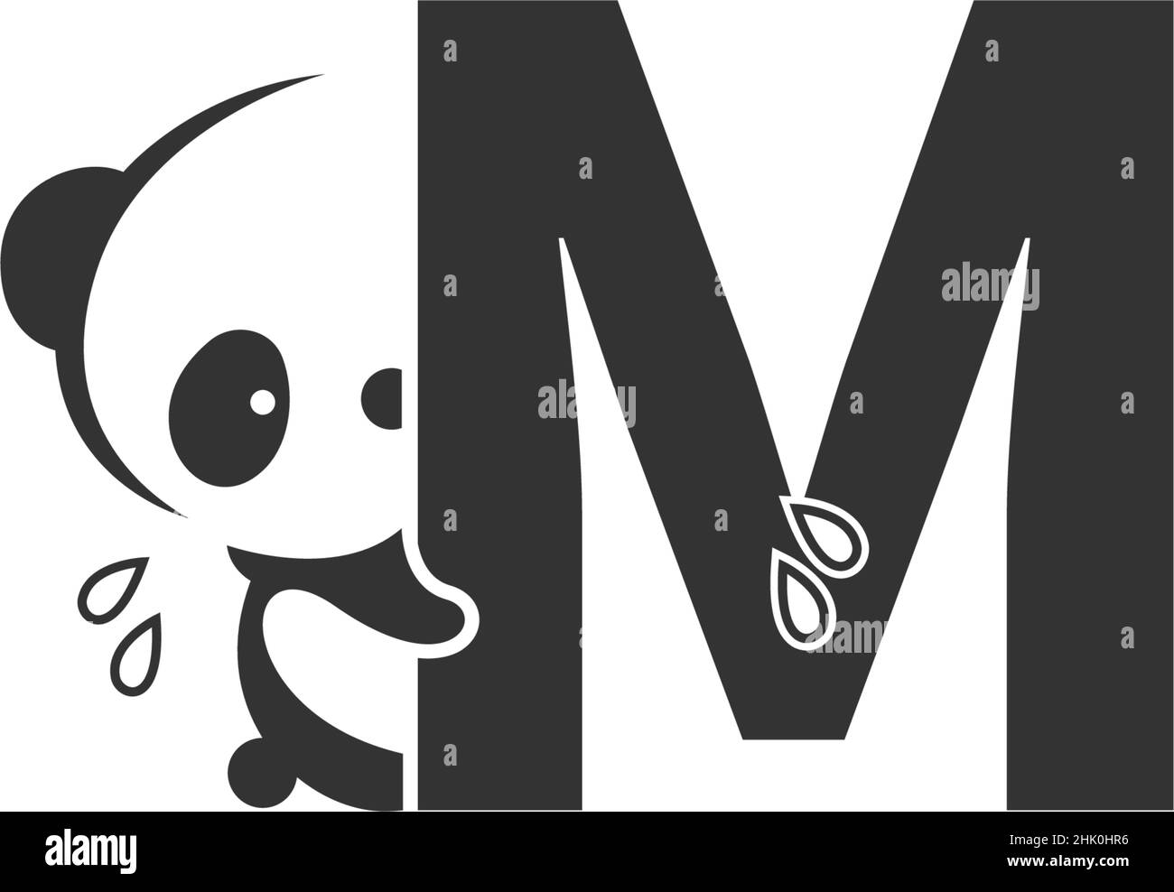Panda icon behind letter M logo illustration template Stock Vector ...