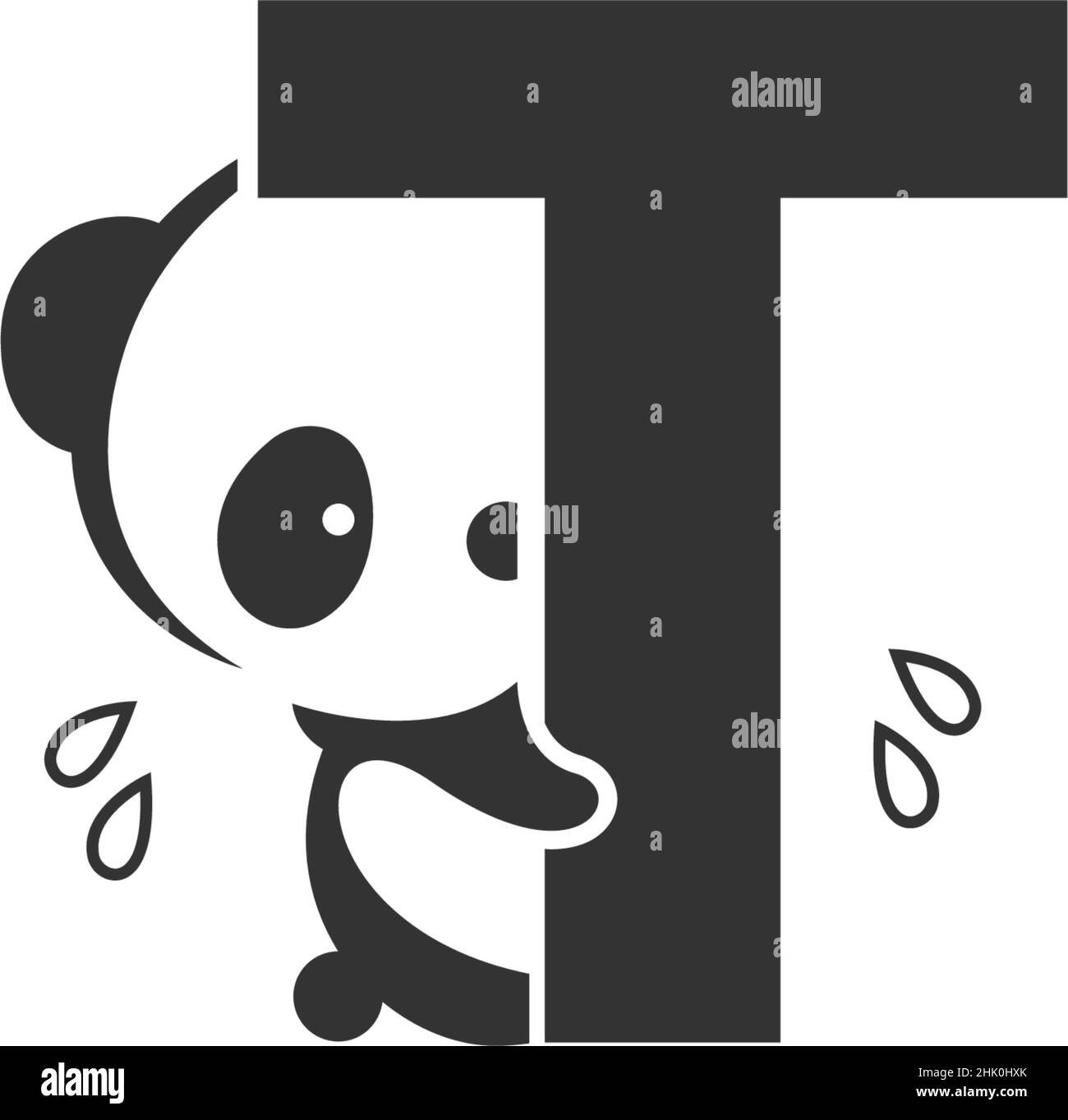 Panda icon behind letter T logo illustration template Stock Vector ...