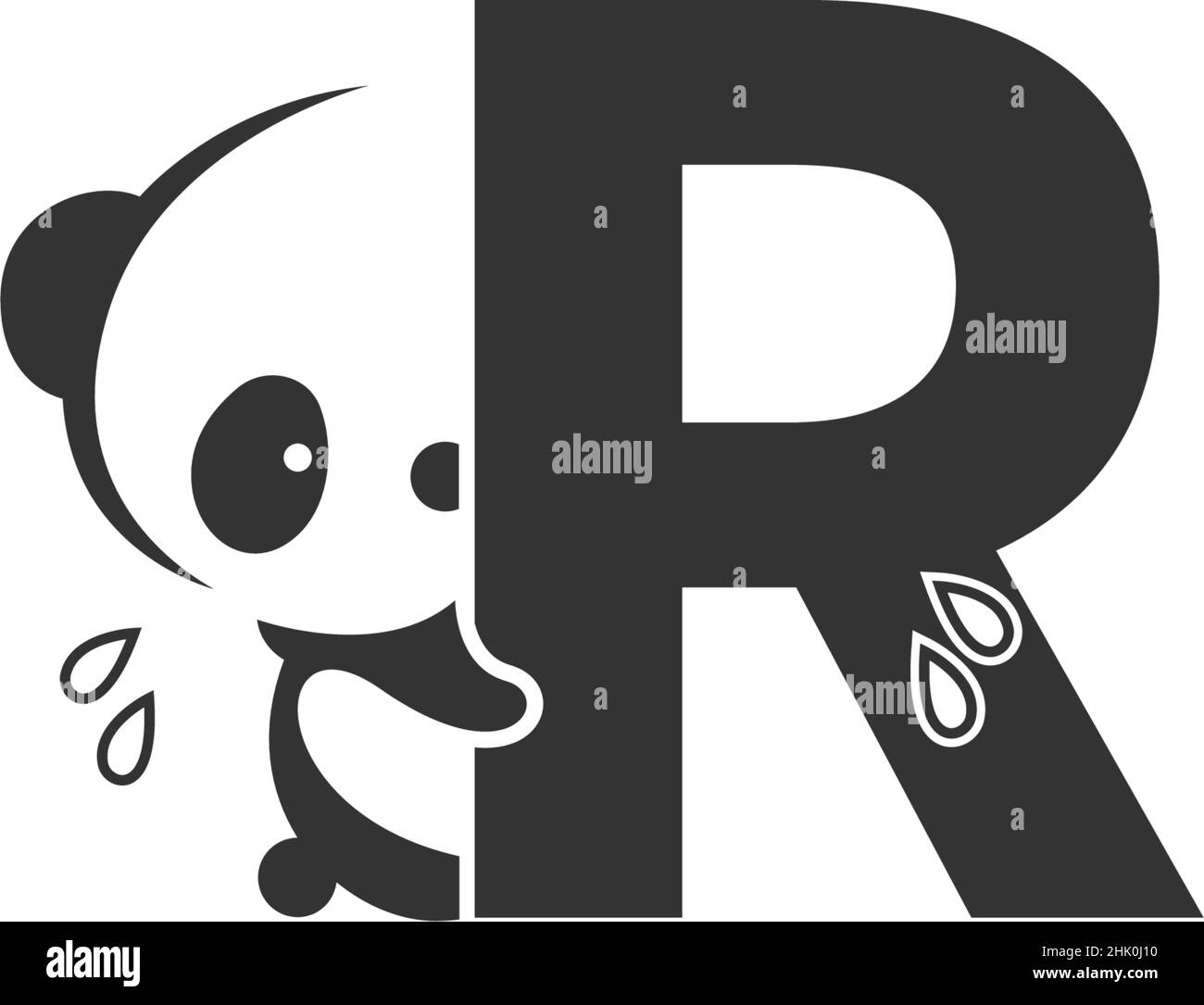 Panda icon behind letter R logo illustration template Stock Vector ...