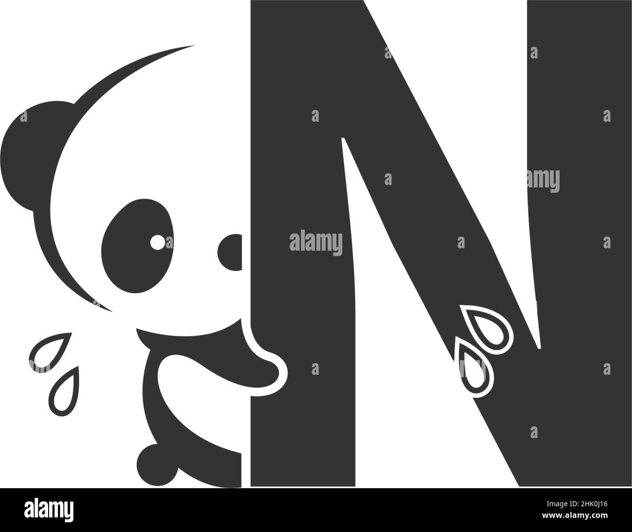 Panda icon behind letter N logo illustration template Stock Vector ...
