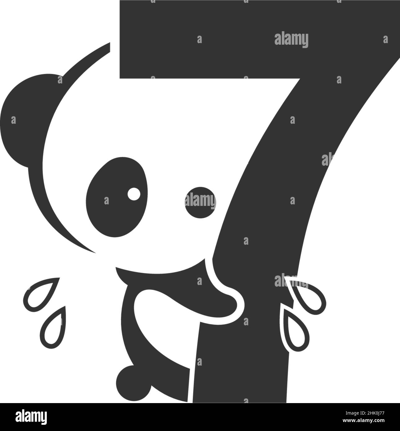 Panda icon behind number 7 logo illustration template Stock Vector ...