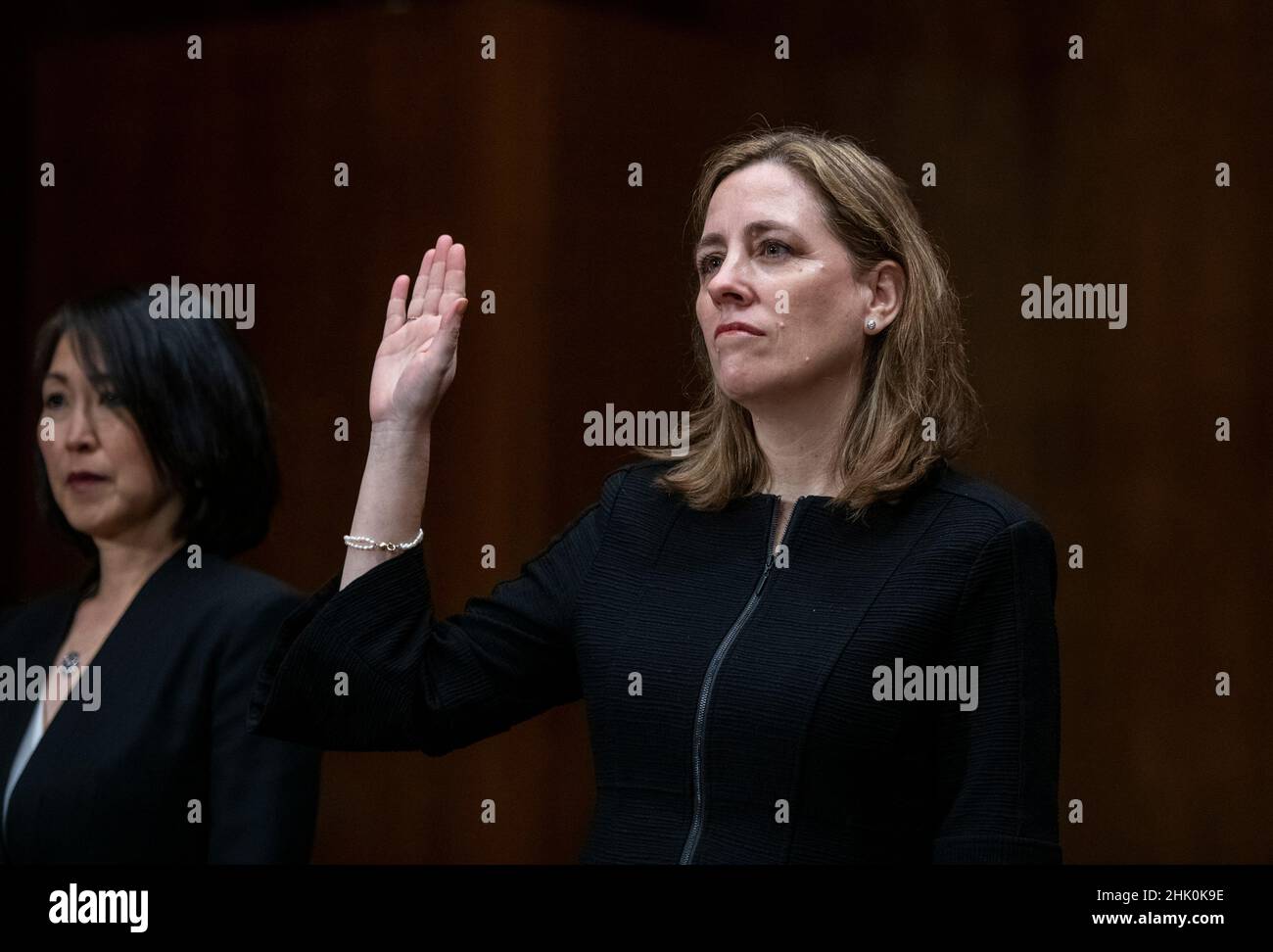 Jennifer Louise Rochon is sworn-in as she appears before a Senate ...