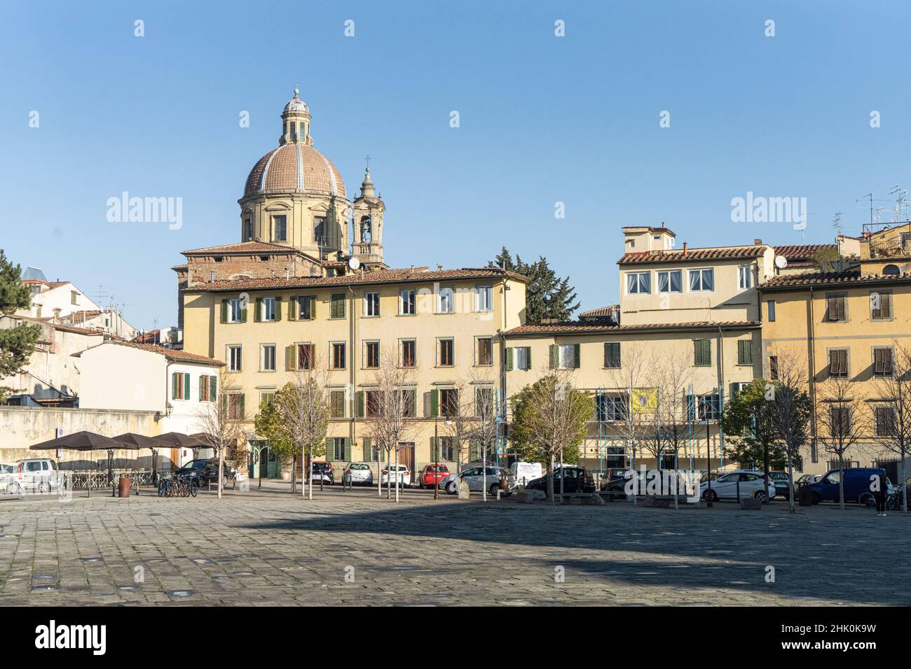 Florence, Italy. January 2022. panoramic view of the old buildings in a ...