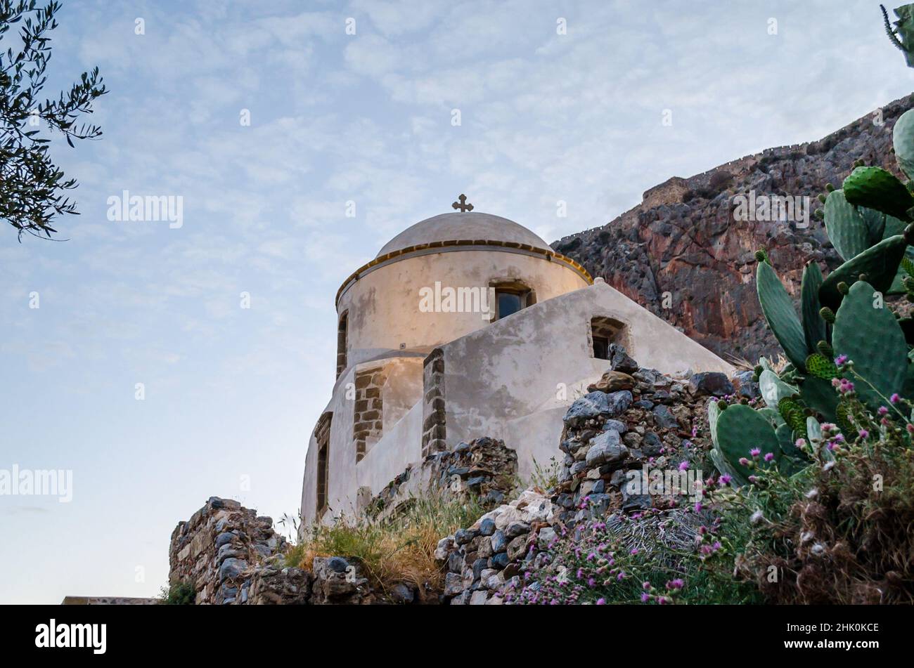 Low Angle View of Historic Byzantine Christian Church from Medieval ...