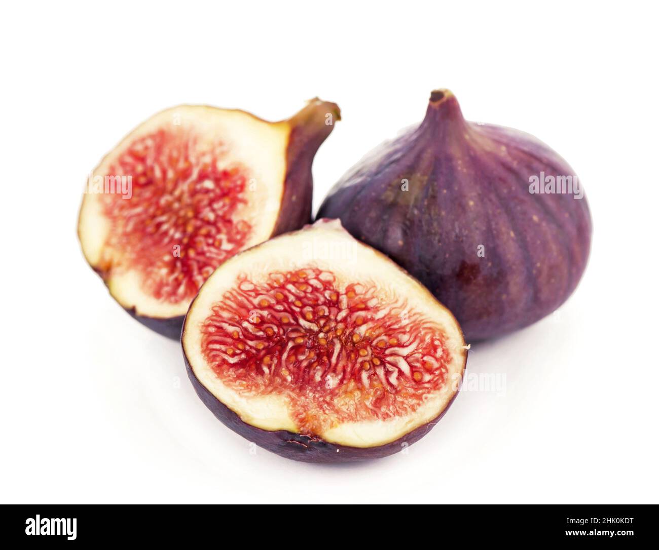 Fresh figs. Fruit with half and quarter isolated on white background ...