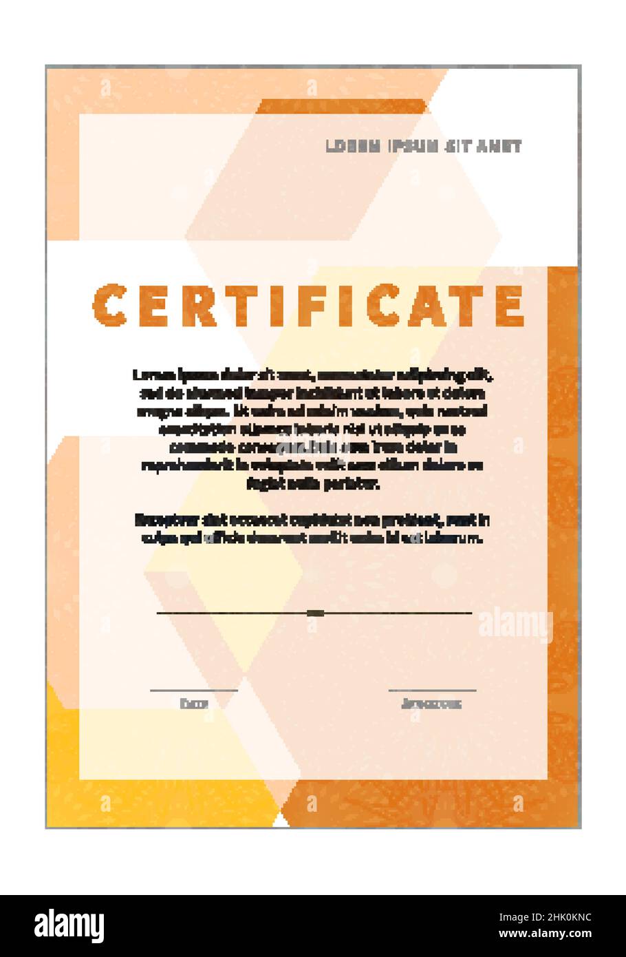 Orange modern certificate with guilloches, blank diploma isolated on ...