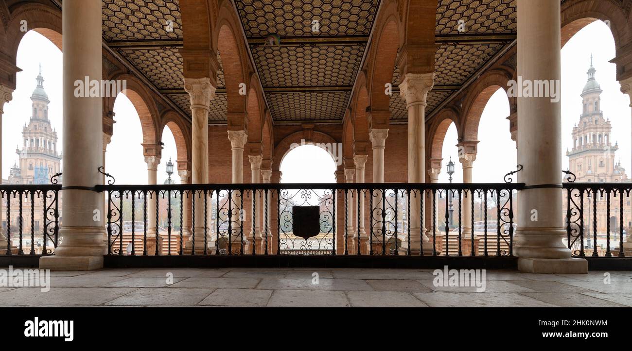 The typical columns and staircases of the famous Spanish square in ...