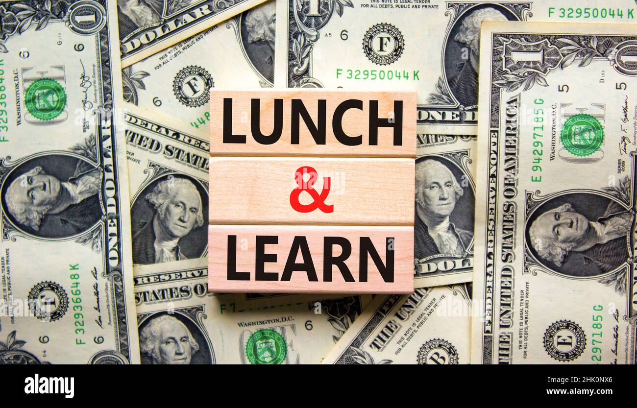 Lunch and learn symbol. Concept words Lunch and learn on wooden blocks ...