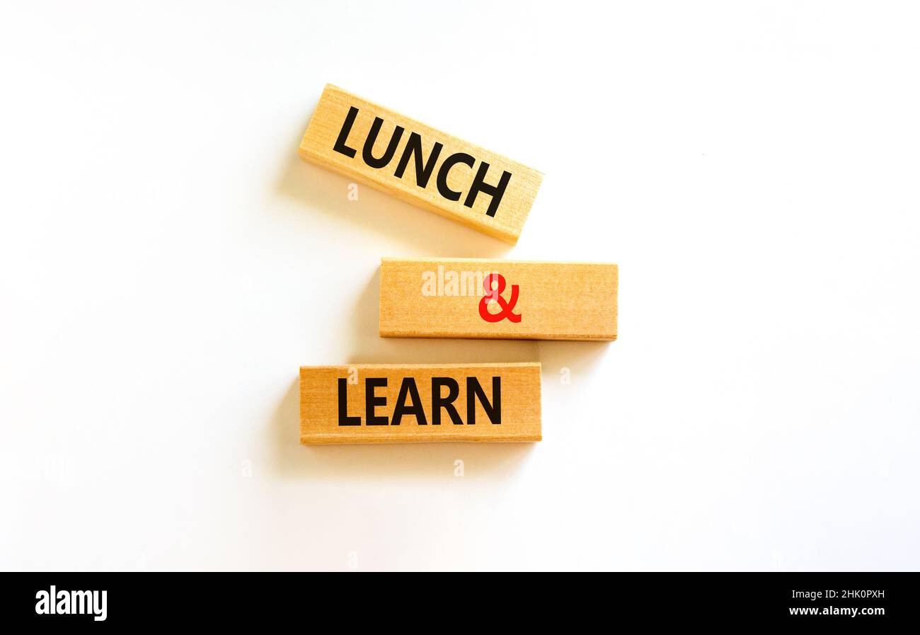 Lunch and learn symbol. Concept words Lunch and learn on wooden blocks ...