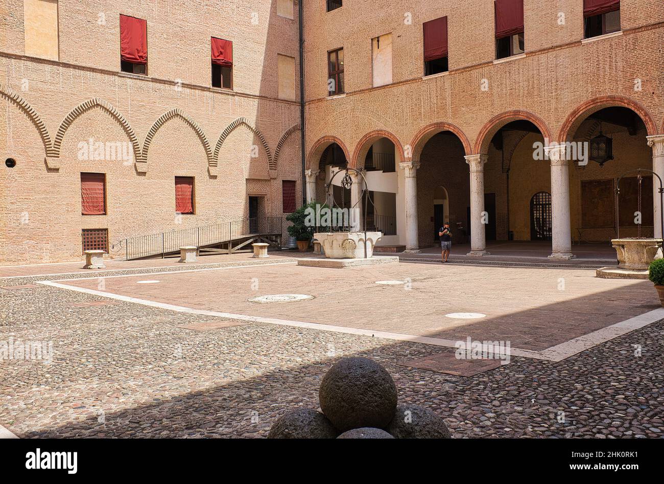 Internal square of the famous Estense Castle (Castello Estense) of ...