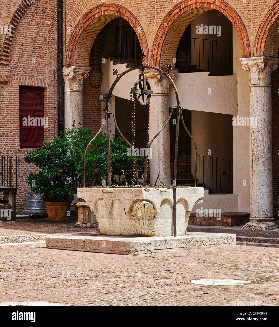 Internal square of the famous Estense Castle (Castello Estense) of ...
