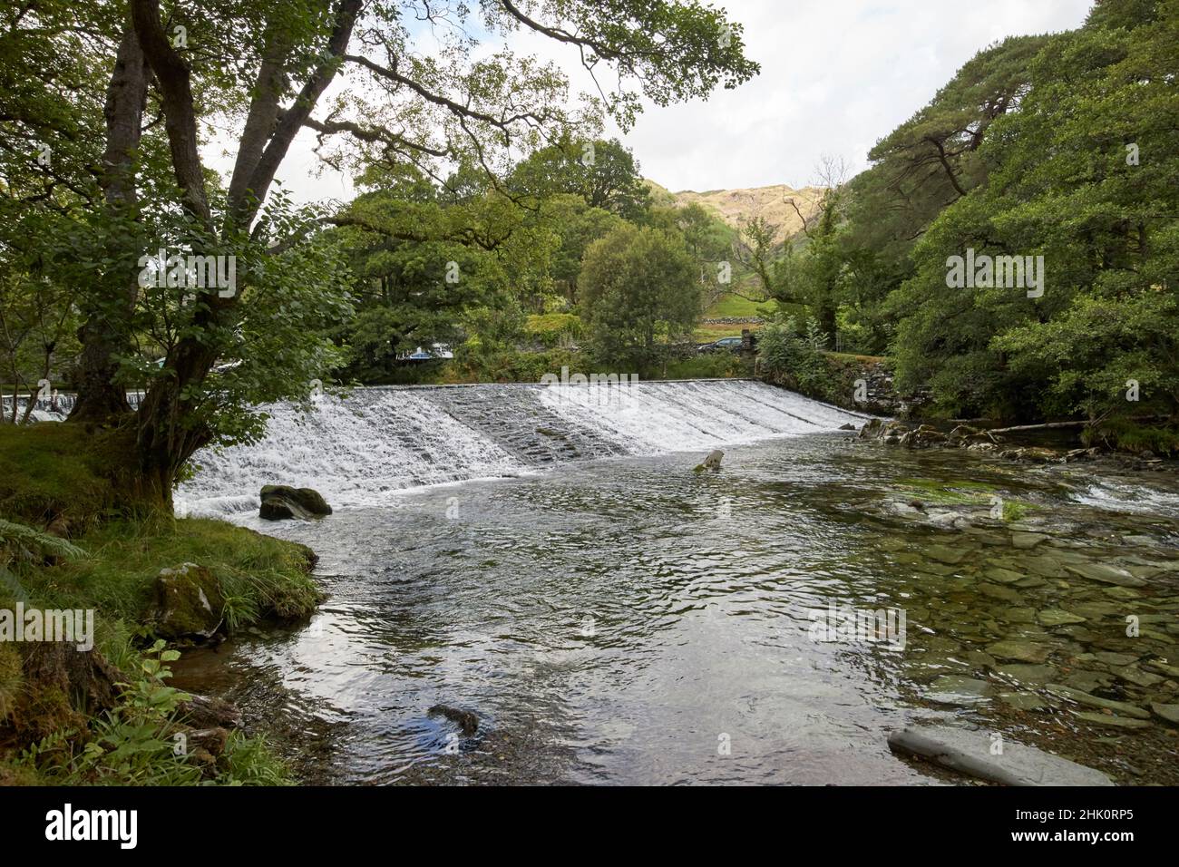 weir across great langdale beck near elterwater quarry lake district ...
