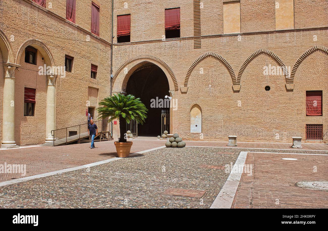 Internal square of the famous Estense Castle (Castello Estense) of ...