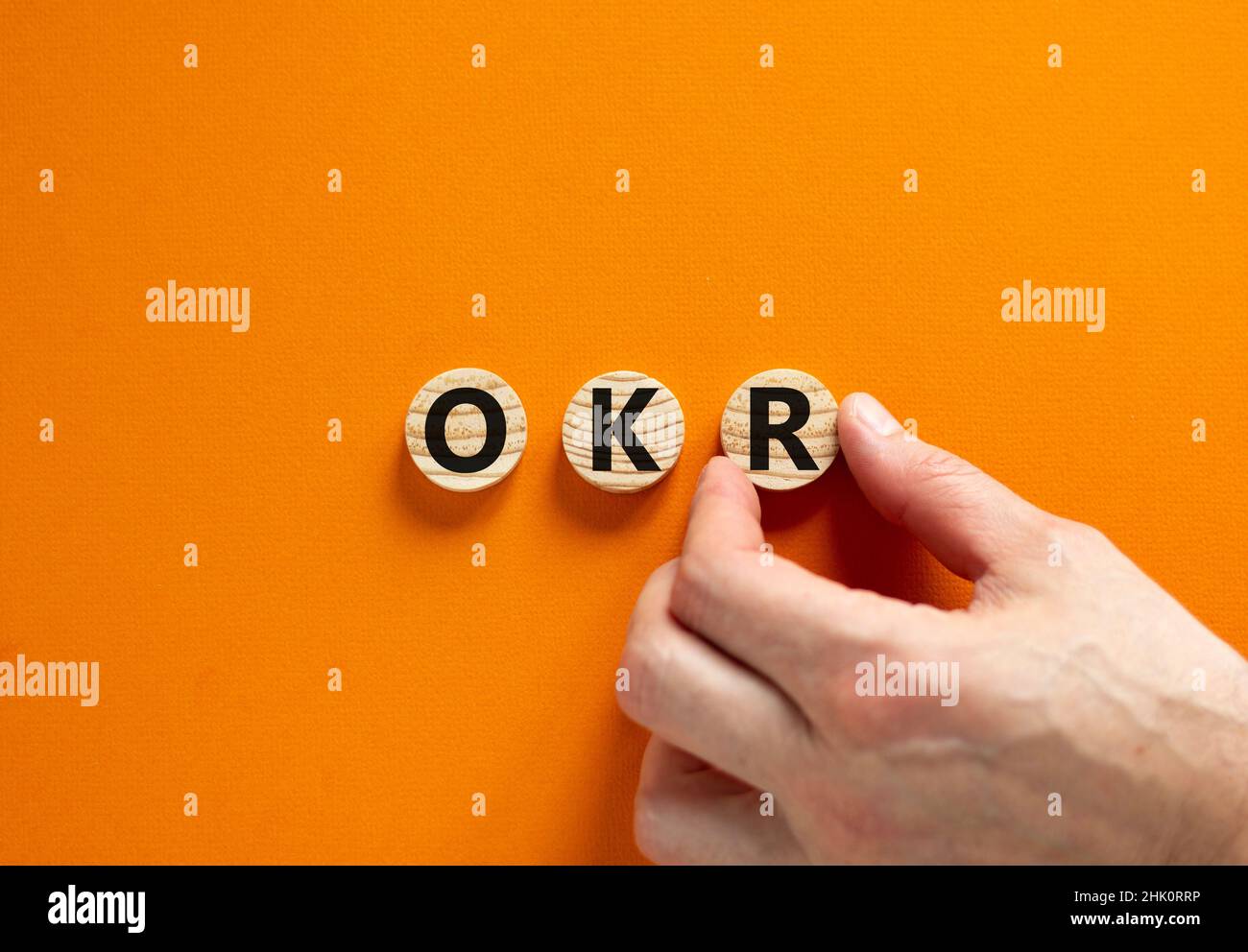 OKR, objectives and key results symbol. Concept words OKR objectives ...