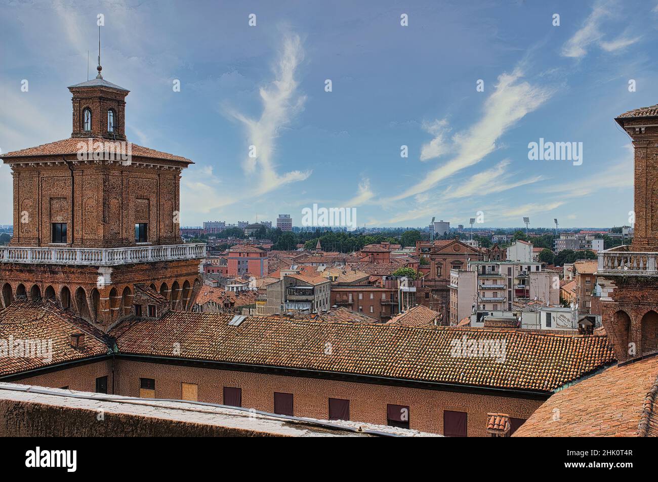 Panoramic view of the city of Ferrara (UNESCO heritage) seen from the ...