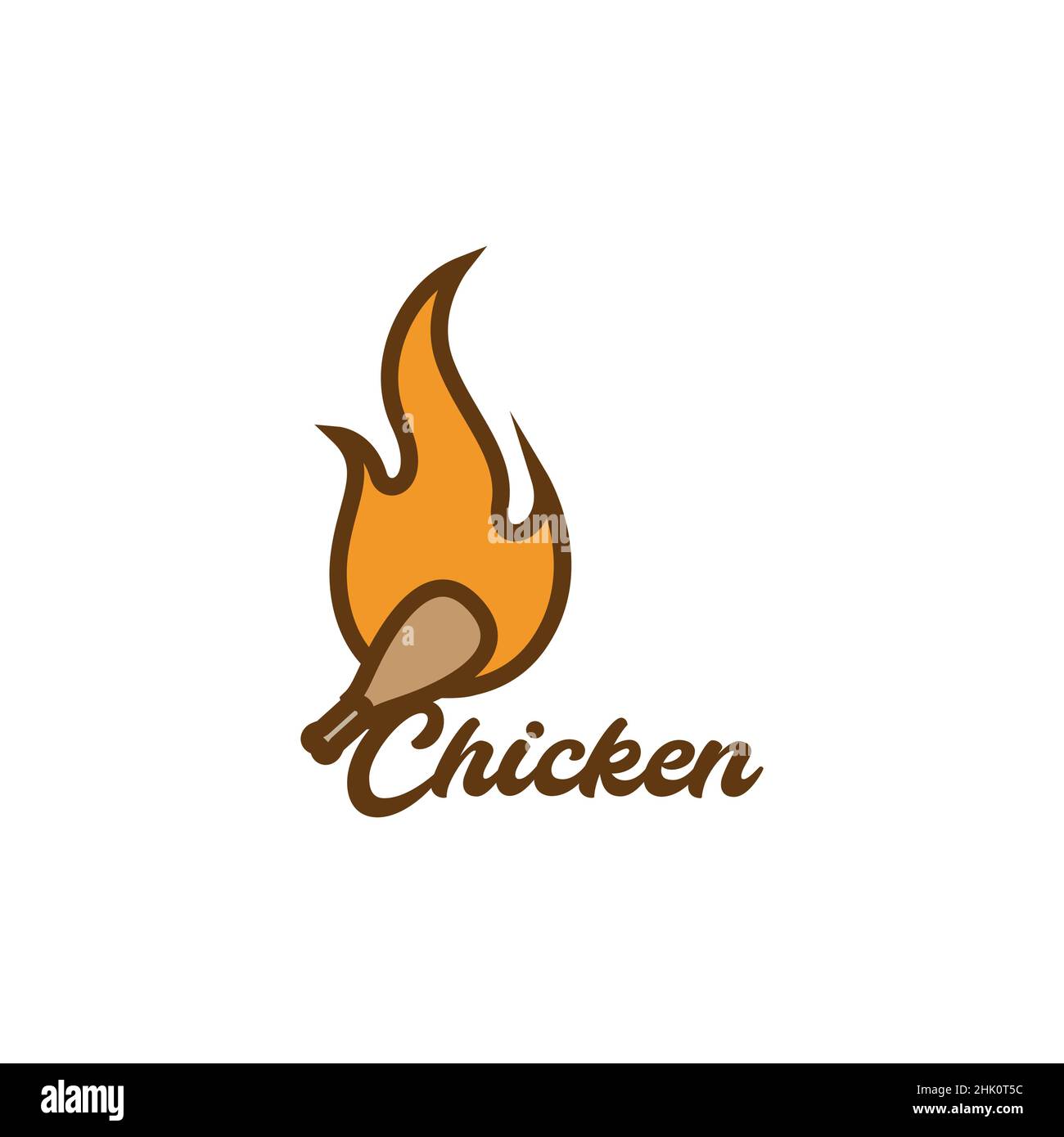 chicken thighs with fire flame logo design, vector graphic symbol icon ...