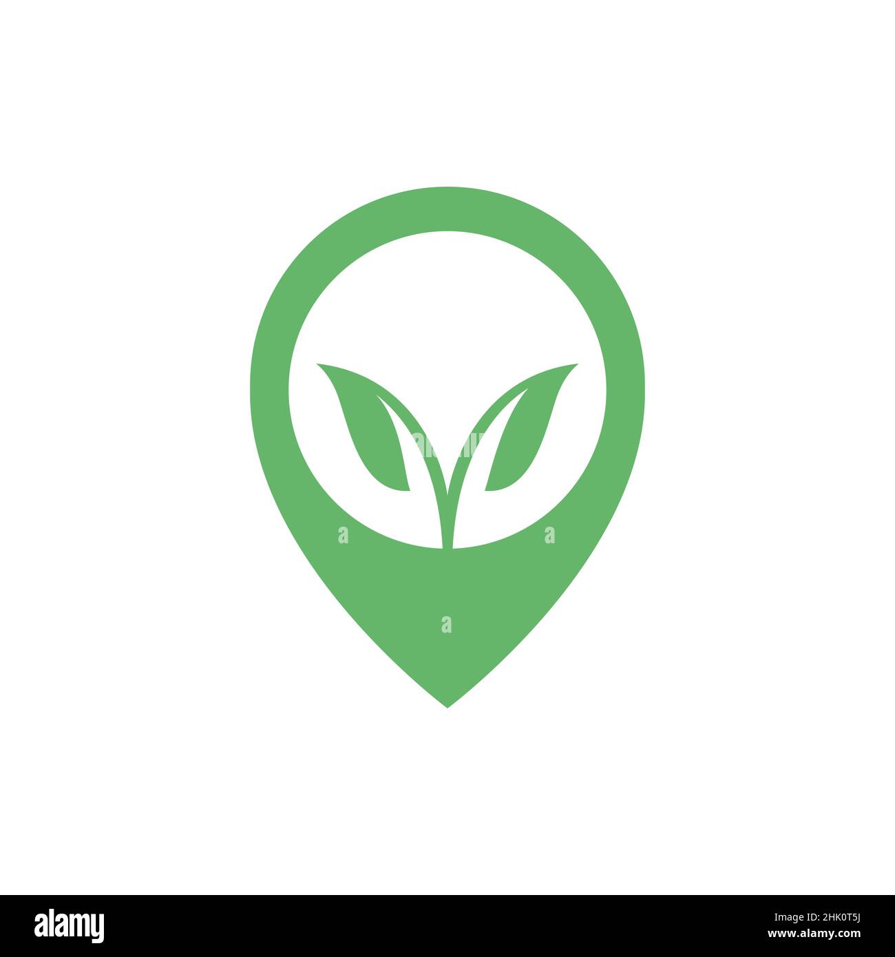 pin map location with plant leaf growth logo design, vector graphic ...