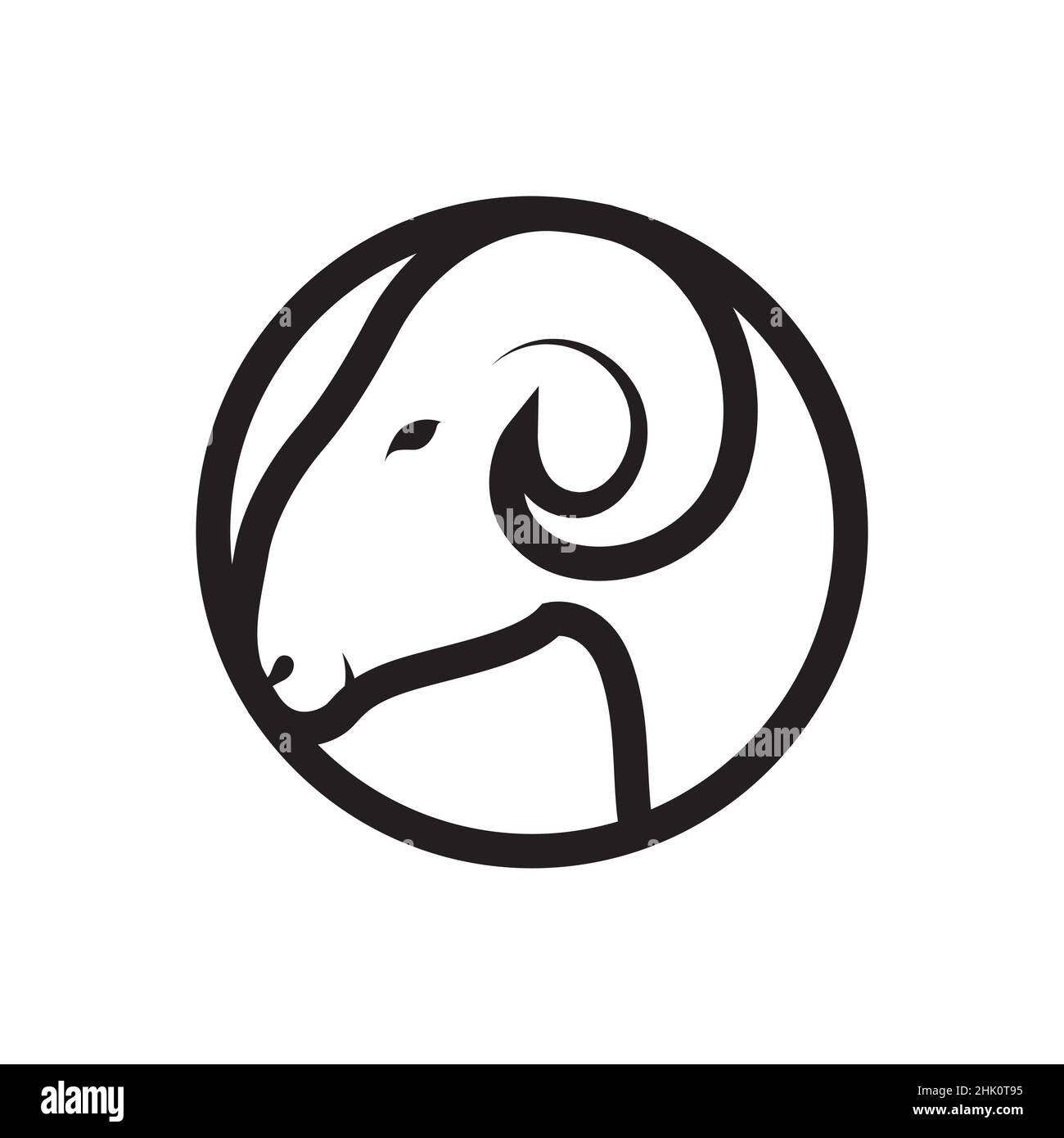 circle minimalist with head goat logo design, vector graphic symbol ...