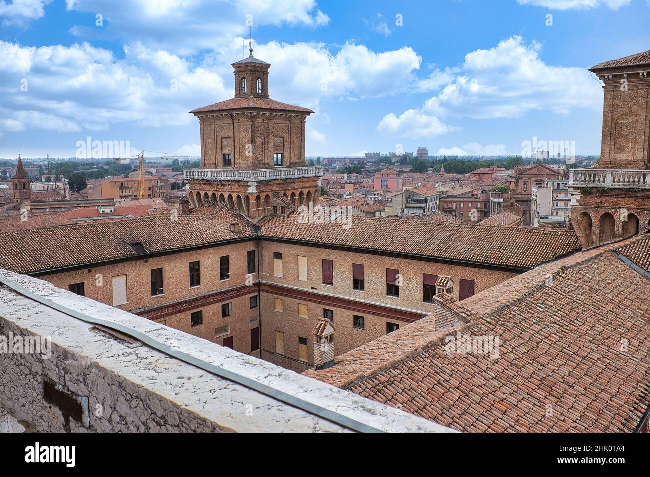 Panoramic view of the city of Ferrara (UNESCO heritage) seen from the ...