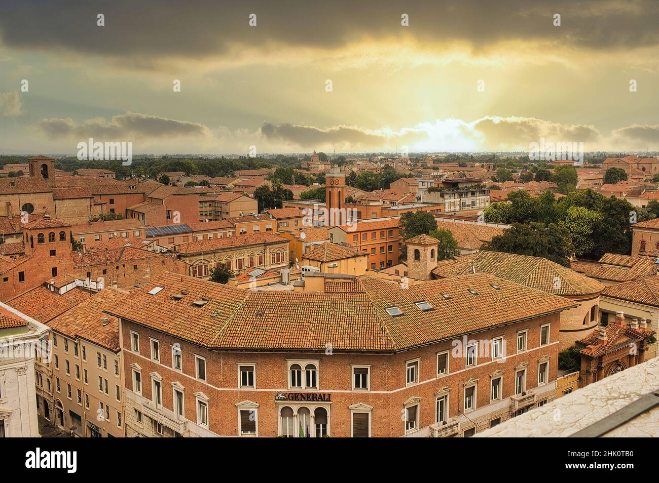 Panoramic view of the city of Ferrara (UNESCO heritage) seen from the ...