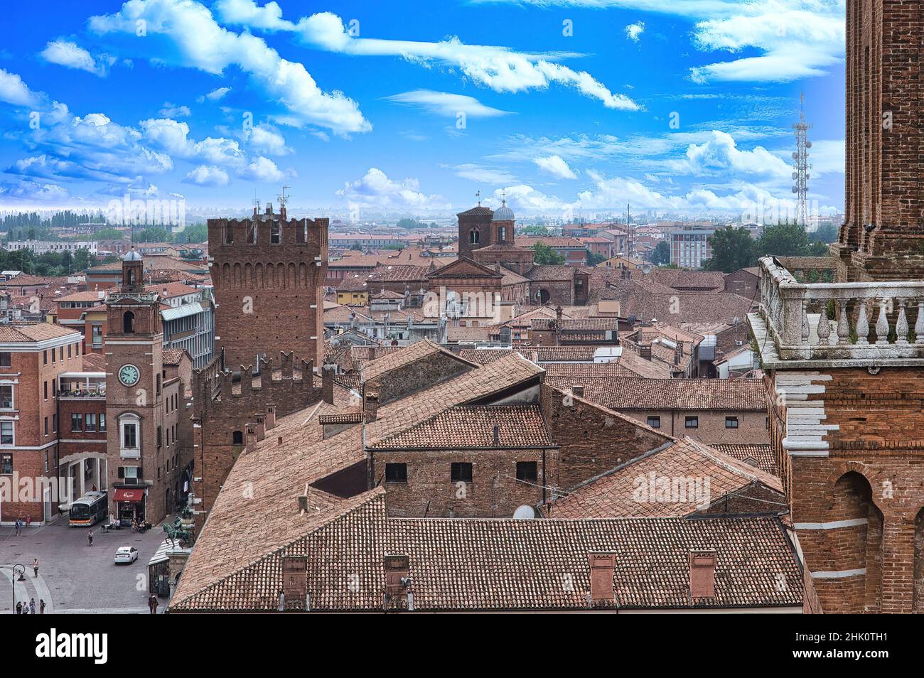 Panoramic view of the city of Ferrara (UNESCO heritage) seen from the ...
