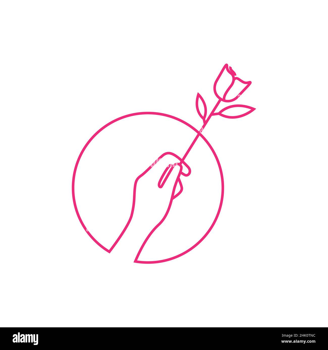 line hand gift rose flower logo design, vector graphic symbol icon ...