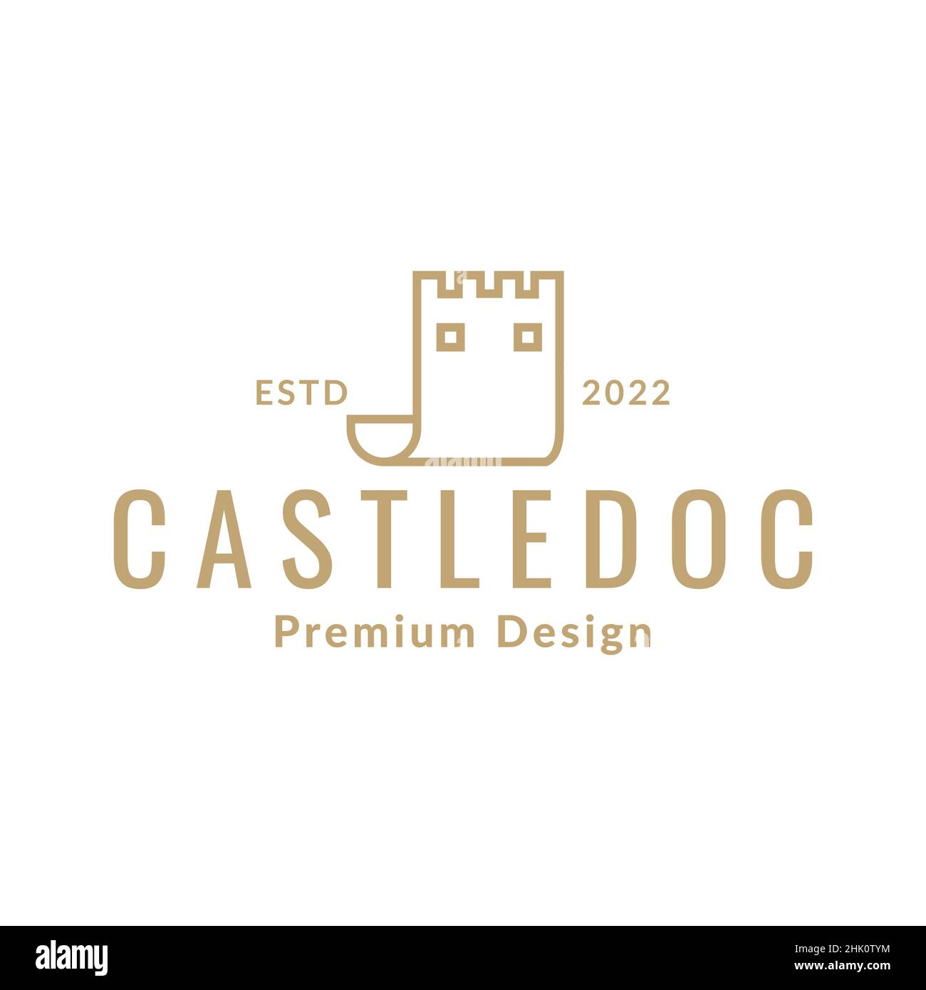 hipster paper document with castle logo design, vector graphic symbol ...