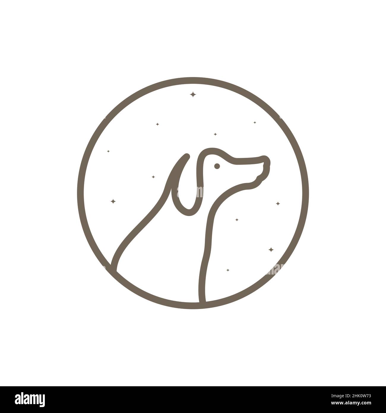 continuous line dog with circle shape logo design, vector graphic ...