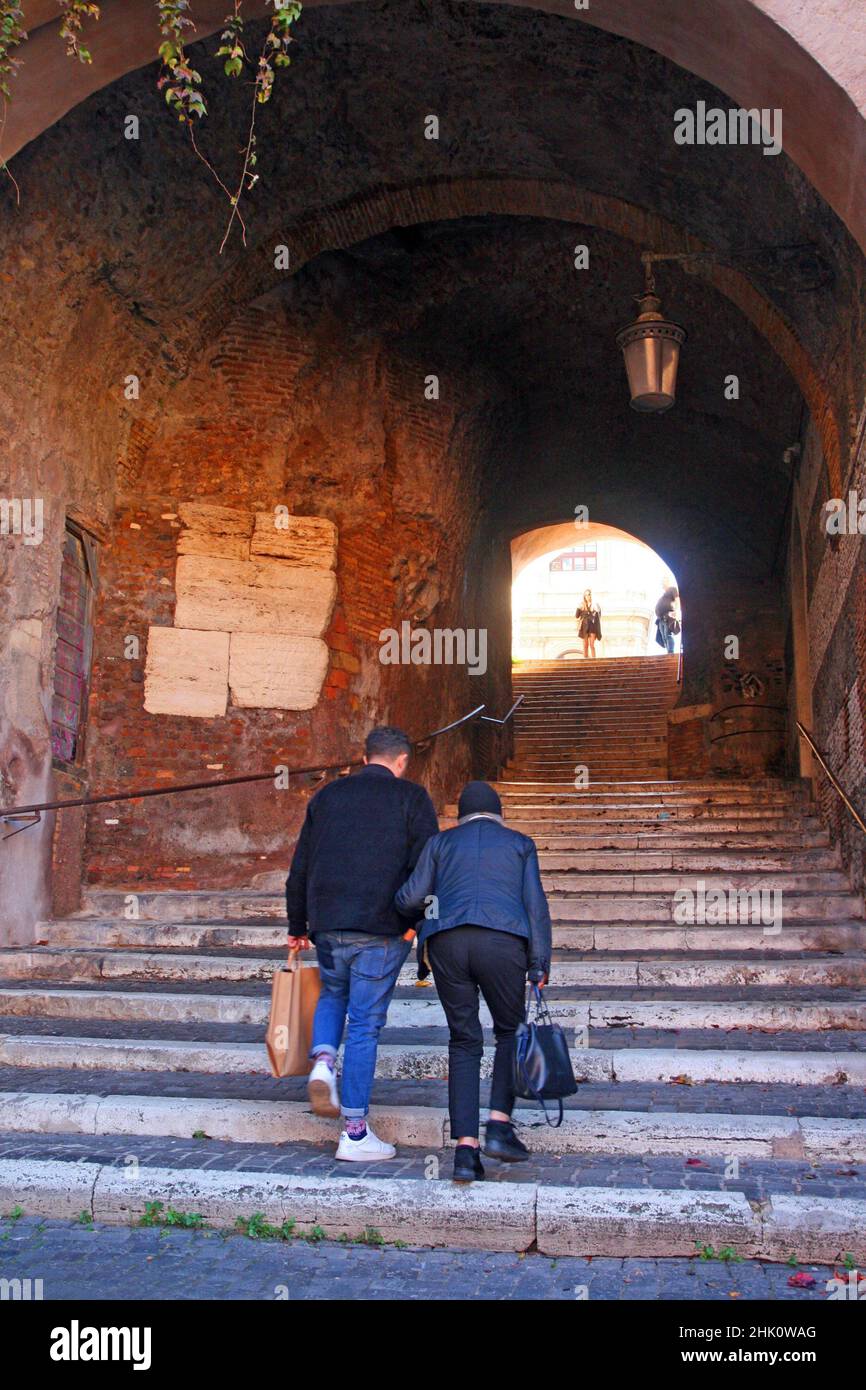 stairs on St. Francis de Paula Street, Rome, Italy Stock Photo - Alamy