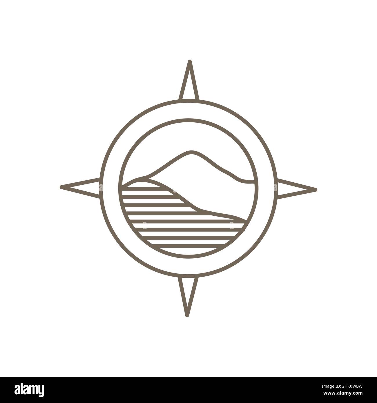 hill desert with compass hipster logo design, vector graphic symbol ...