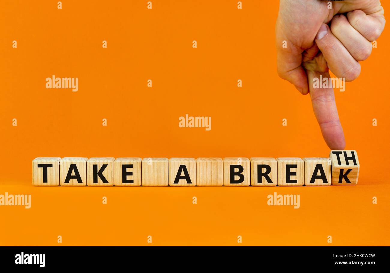 Take a break and breath symbol. Doctor turns cubes, changes words Take ...