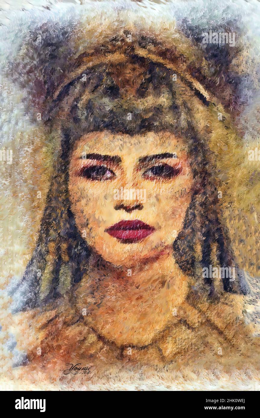 Queen Cleopatra's Portrait - Acrylic Gouache on Canvas - 2018 Painted ...