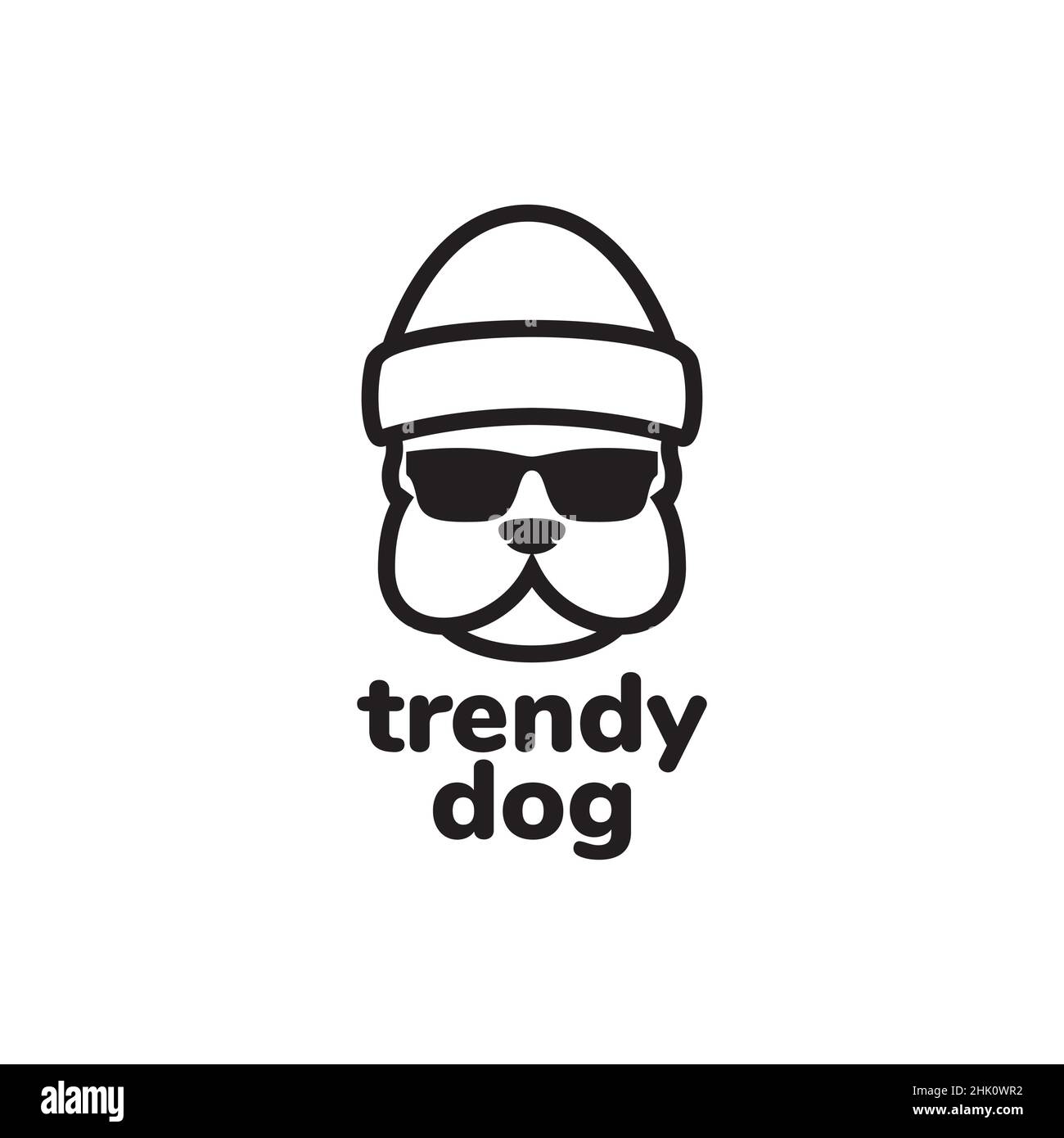 cool dog with beanie hat and sunglasses logo design, vector graphic ...