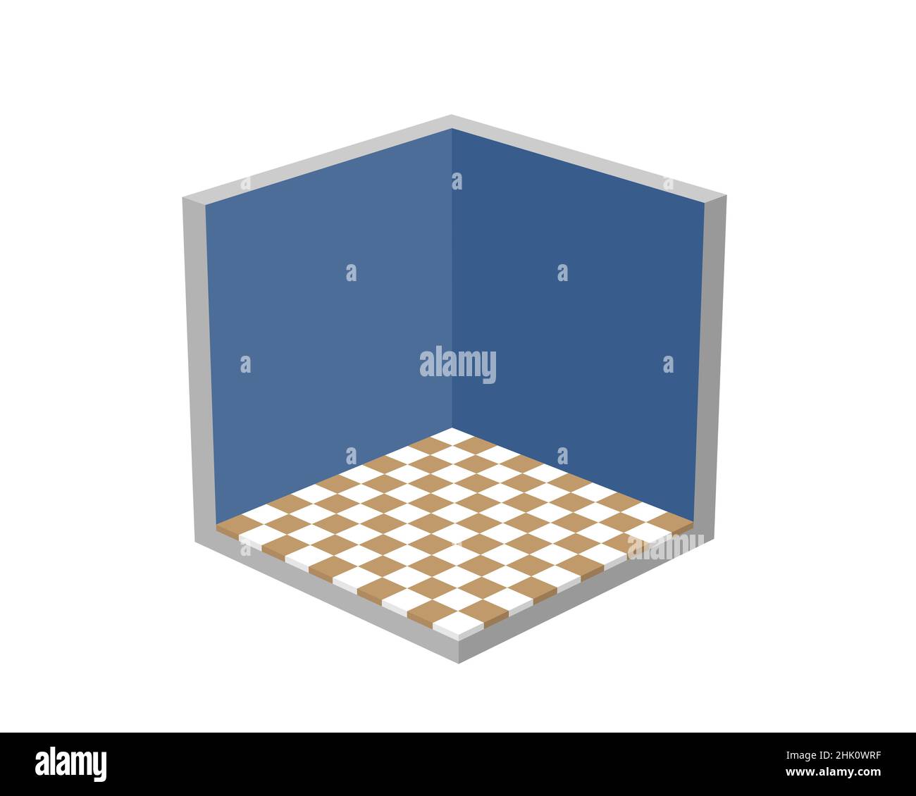 three dimensional perspective view of a room with a checkered floor ...