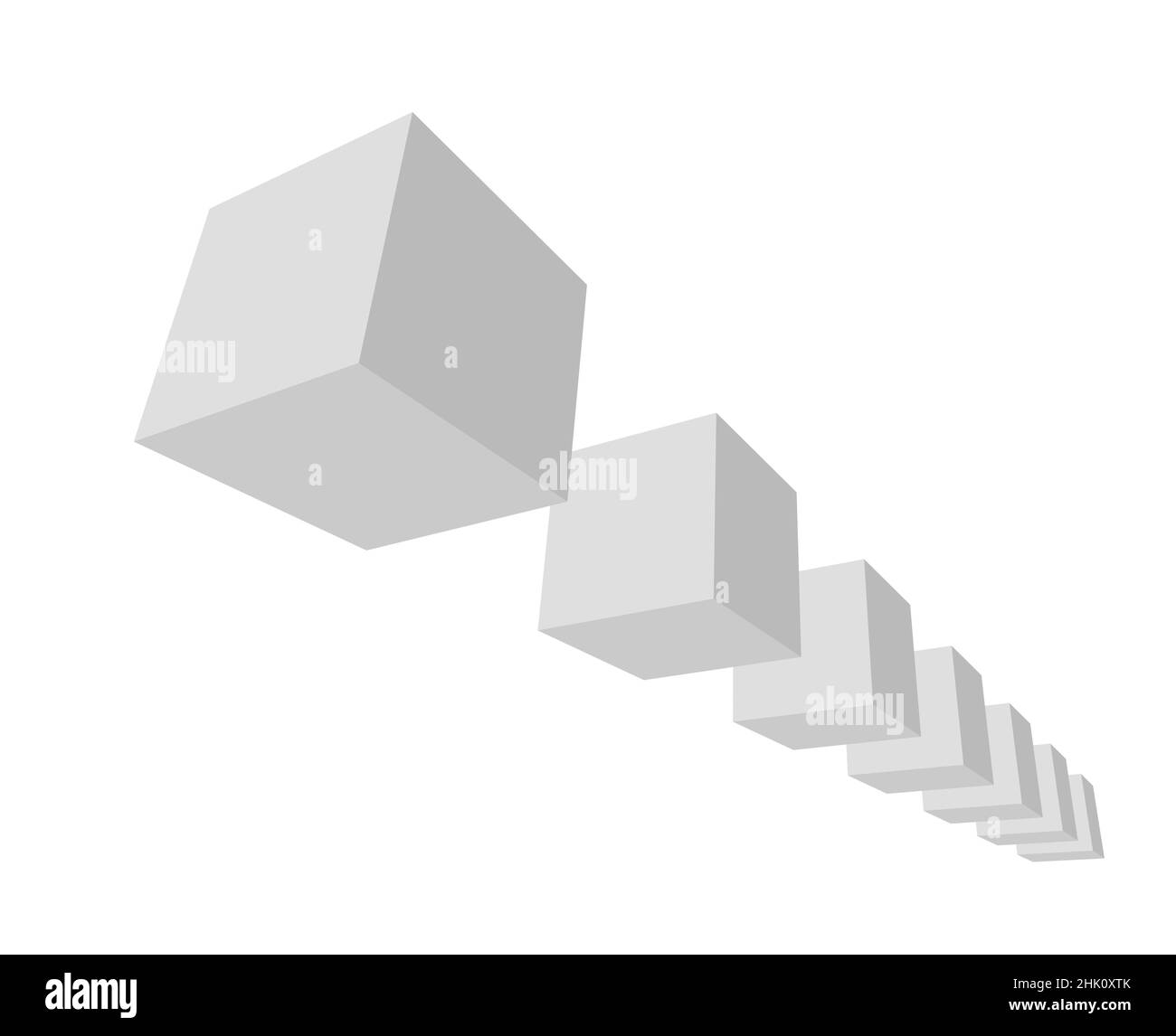 3d shapes drawing, set of cubes in perspective isolated on white ...