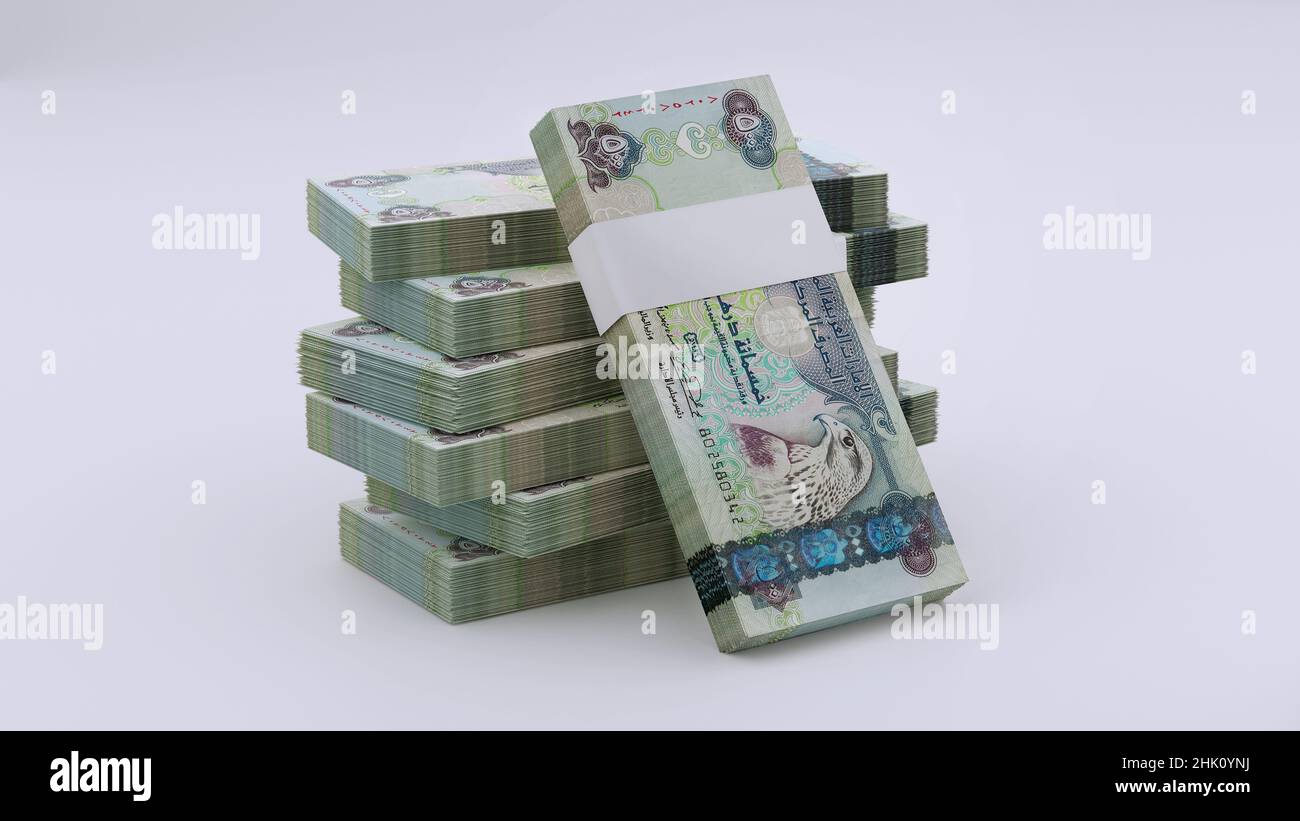 United Arab Emirates Currency Dirhams 500 Note - 3D Illustration Stock ...