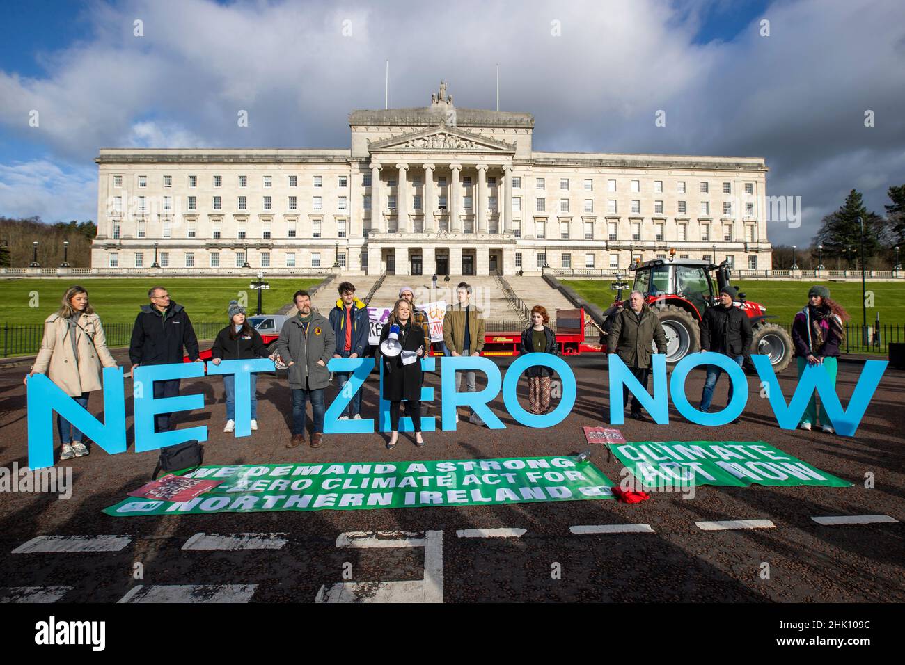 Green Party MLA Rachel Woods speaking to a gathered crowd of climate ...