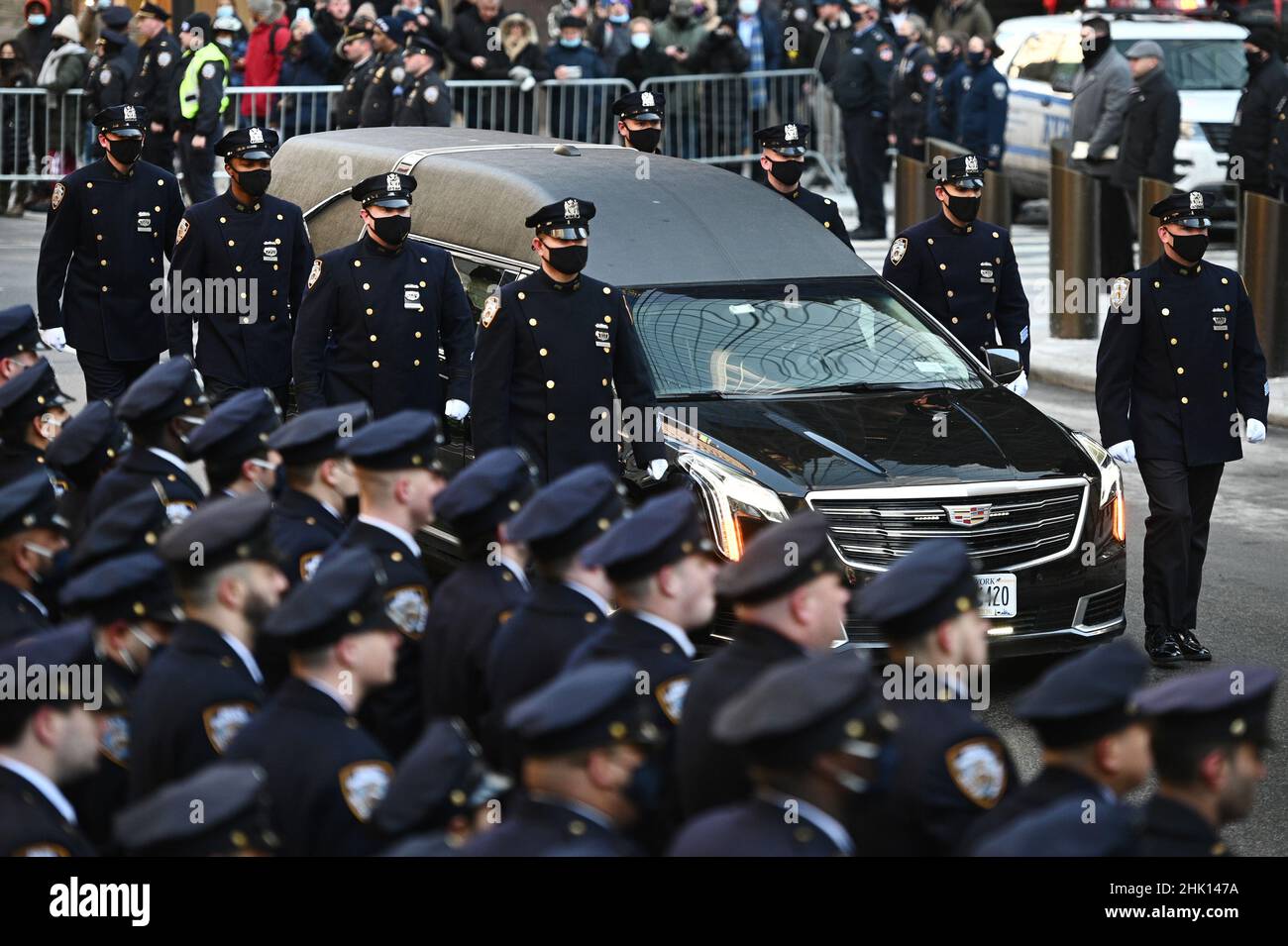 New York, USA. 01st Feb, 2022. A hearse carrying the casket of New York ...
