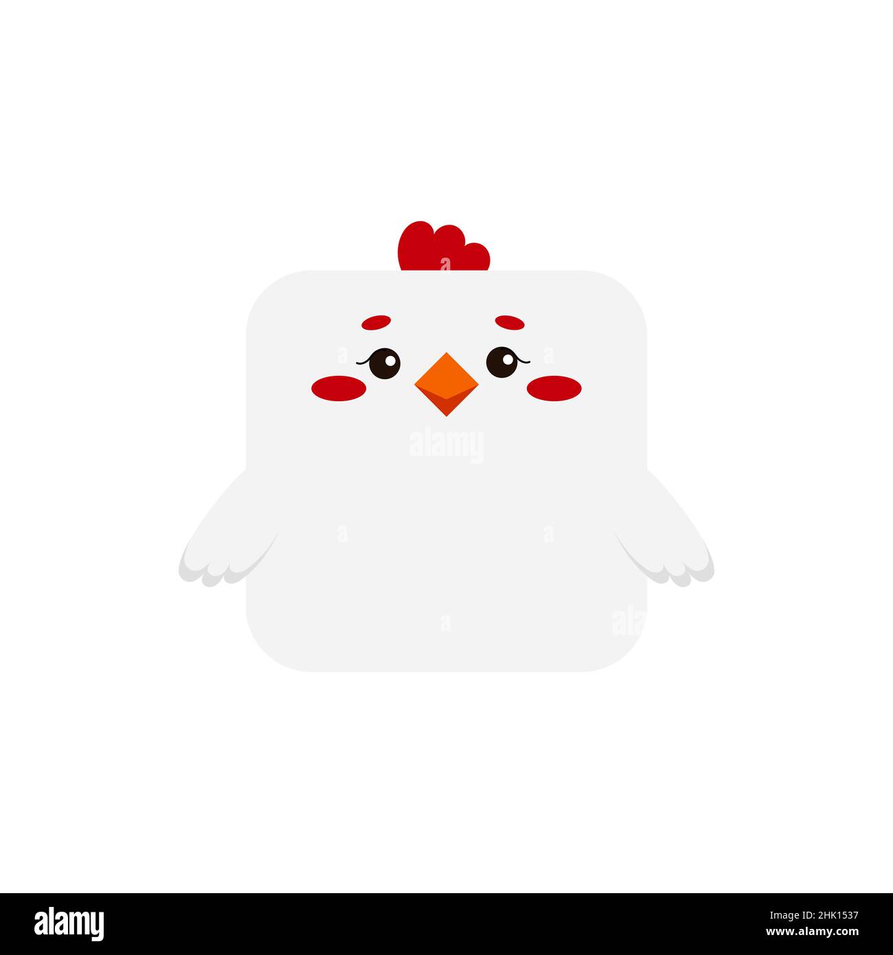 Square hen bird farm animal face icon isolated on white background ...