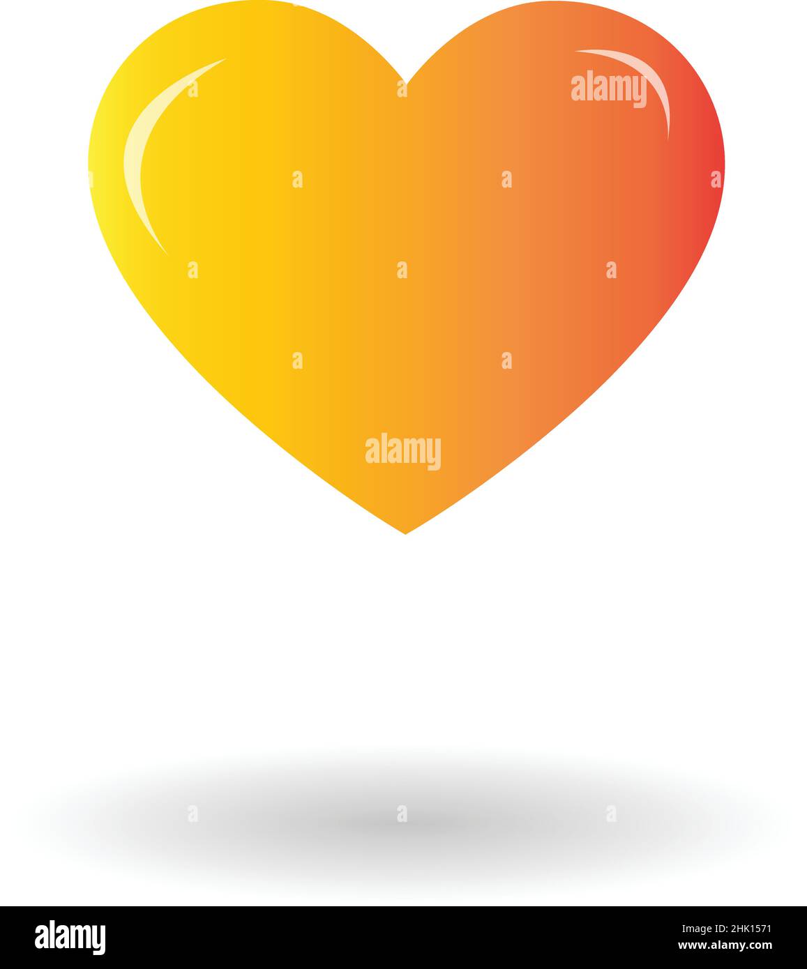 Vector icon of an orange heart, love symbol flat style graphics. Heart ...
