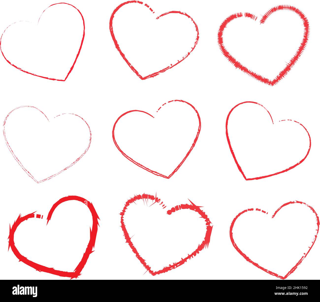 Heart vector icons set, love symbol flat style graphics. Heart shapes ...