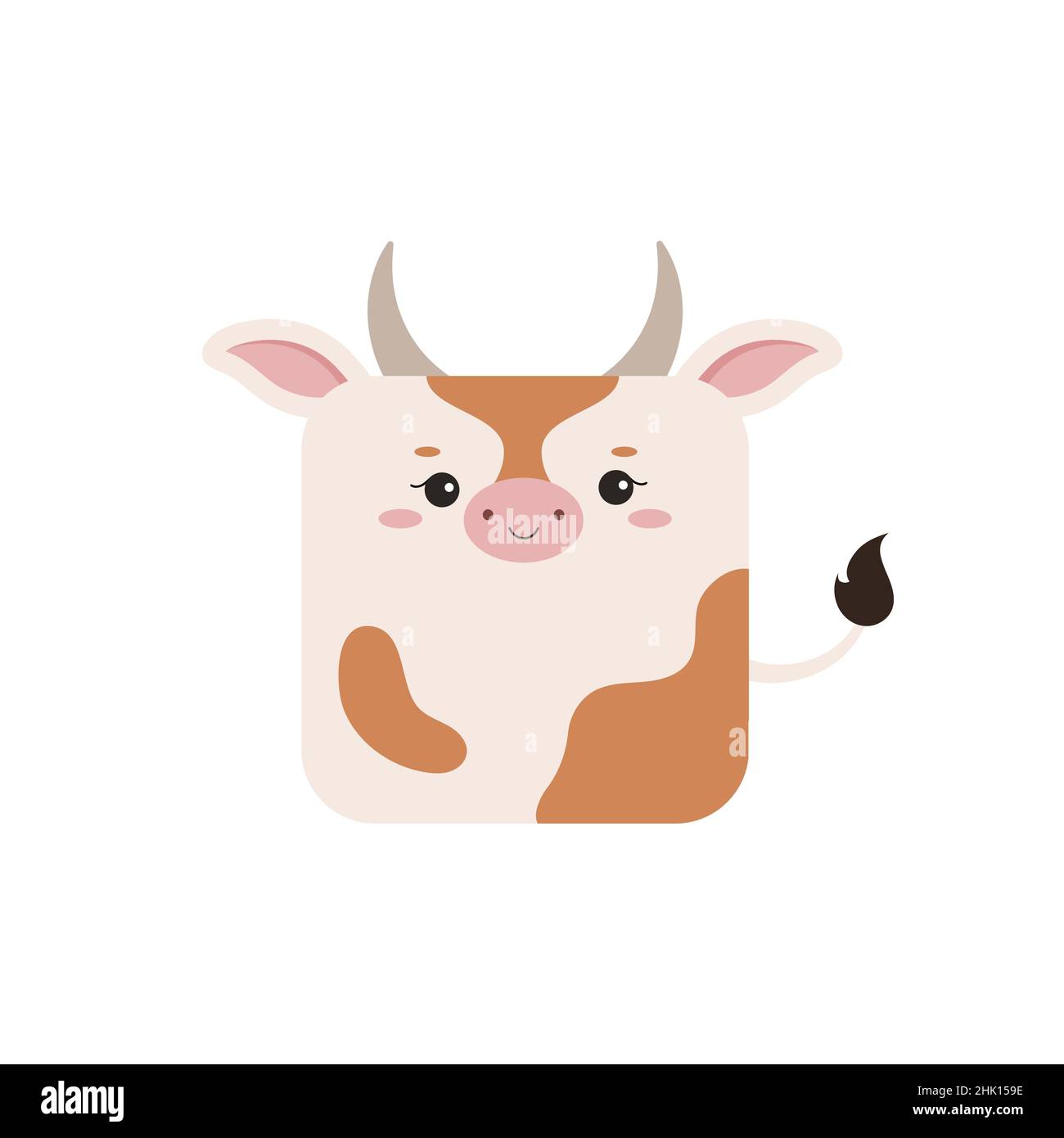 Square cow cartoon illustration Cut Out Stock Images & Pictures - Alamy
