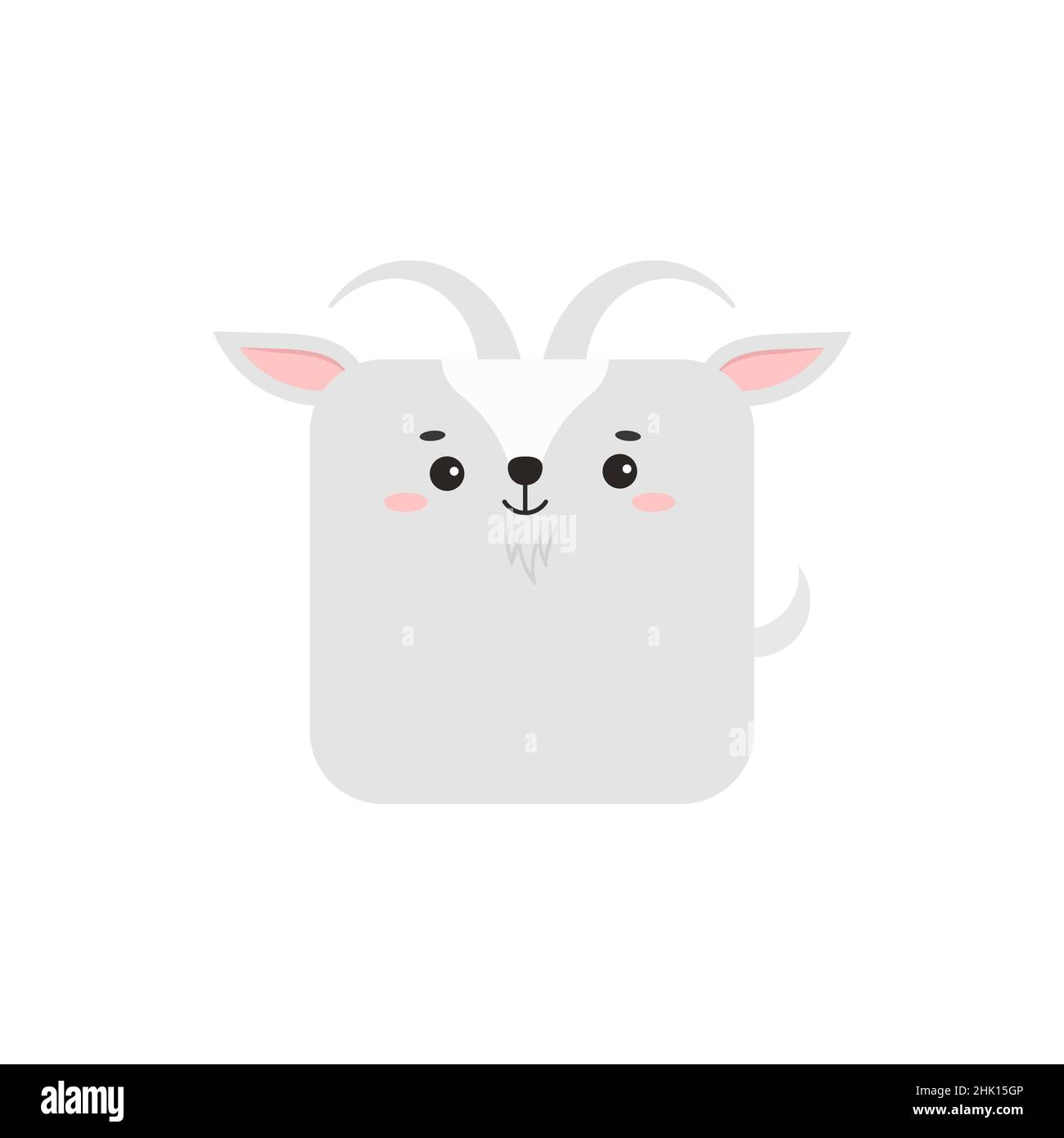 Square farm animal goat face icon for chinese zodiac isolated on white ...