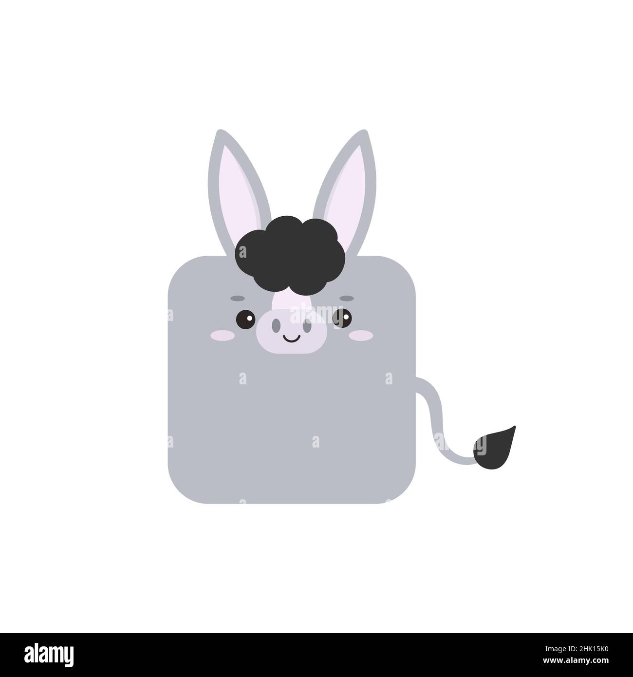 Square donkey farm animal face icon isolated on white background Stock ...